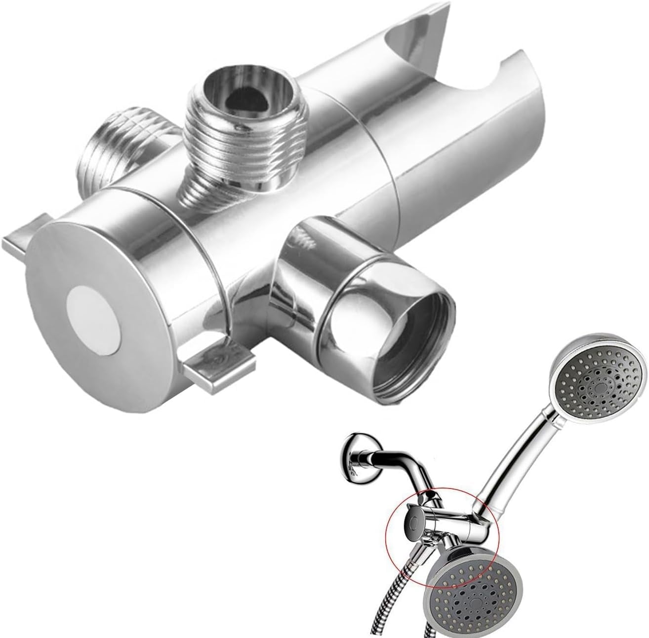 TS 3 Way Shower Diverter Valve 1/2” with Hand Shower Cradle and Head ...
