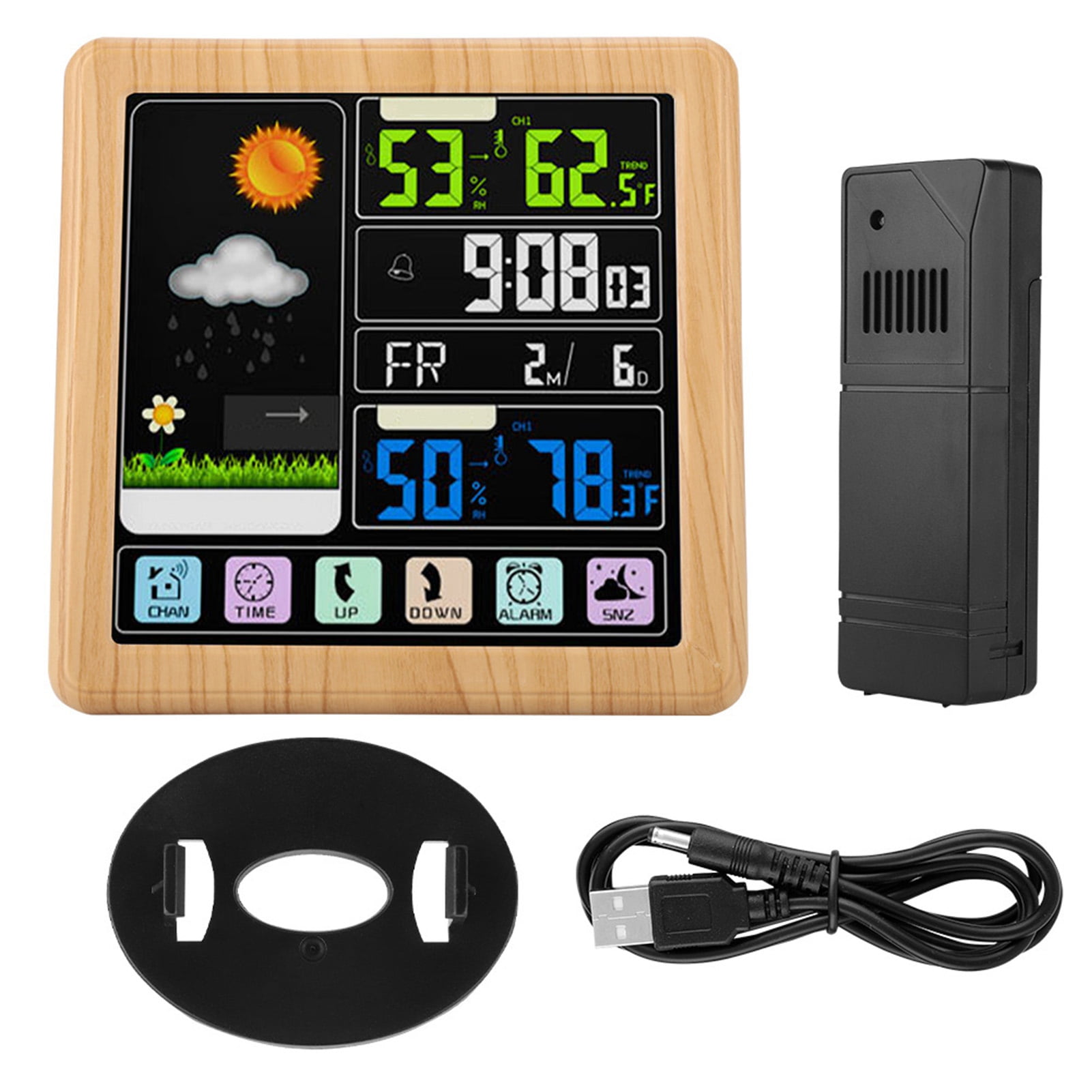 TS-3310 Full Touch Screen Wireless Weather Clock Multifunction ...