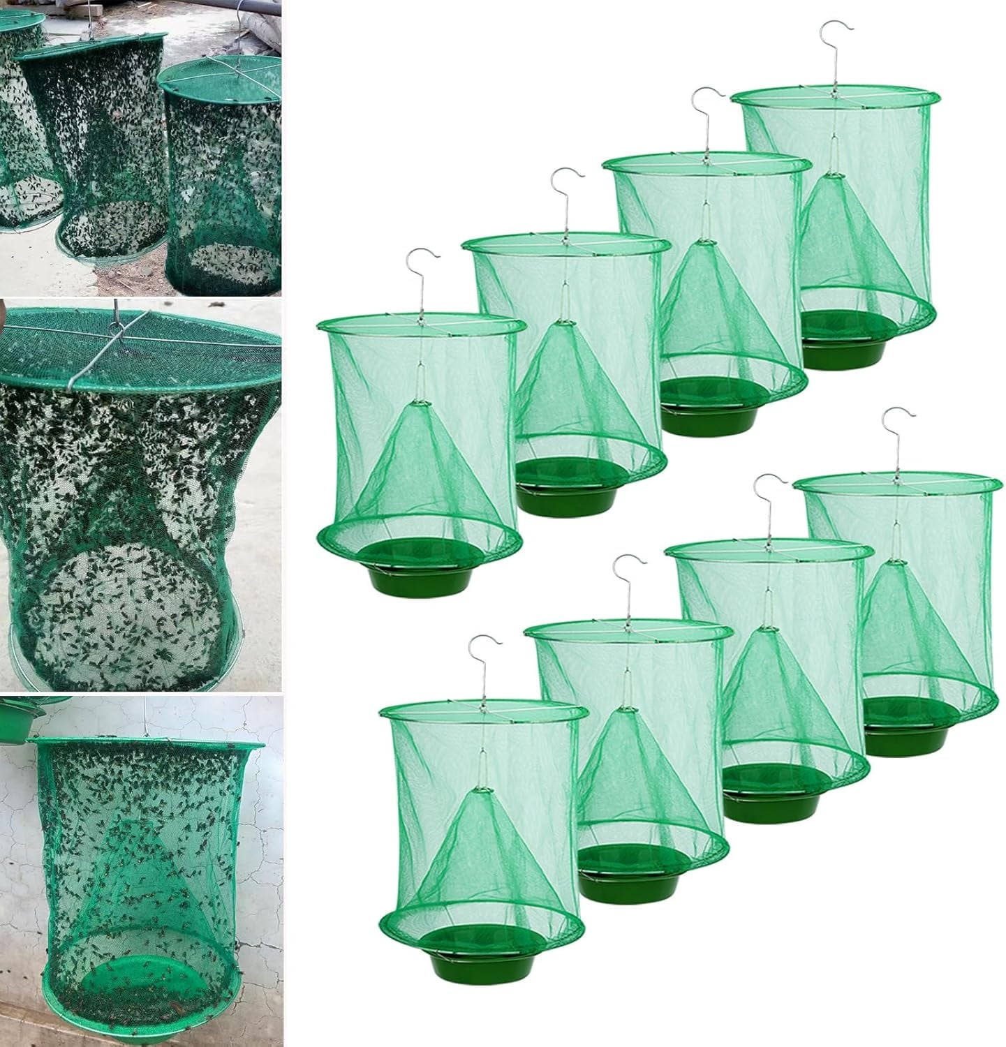 TS 8 Pack Ranch Fly Traps,Fly Trap Outdoor Hanging Upgraded Fly Catcher ...