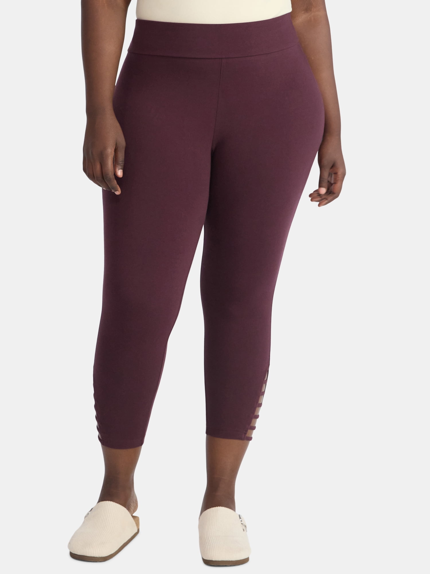 Terra & Sky Women's Plus Size Capri Ladder Leggings, 22" Inseam, Sizes ...