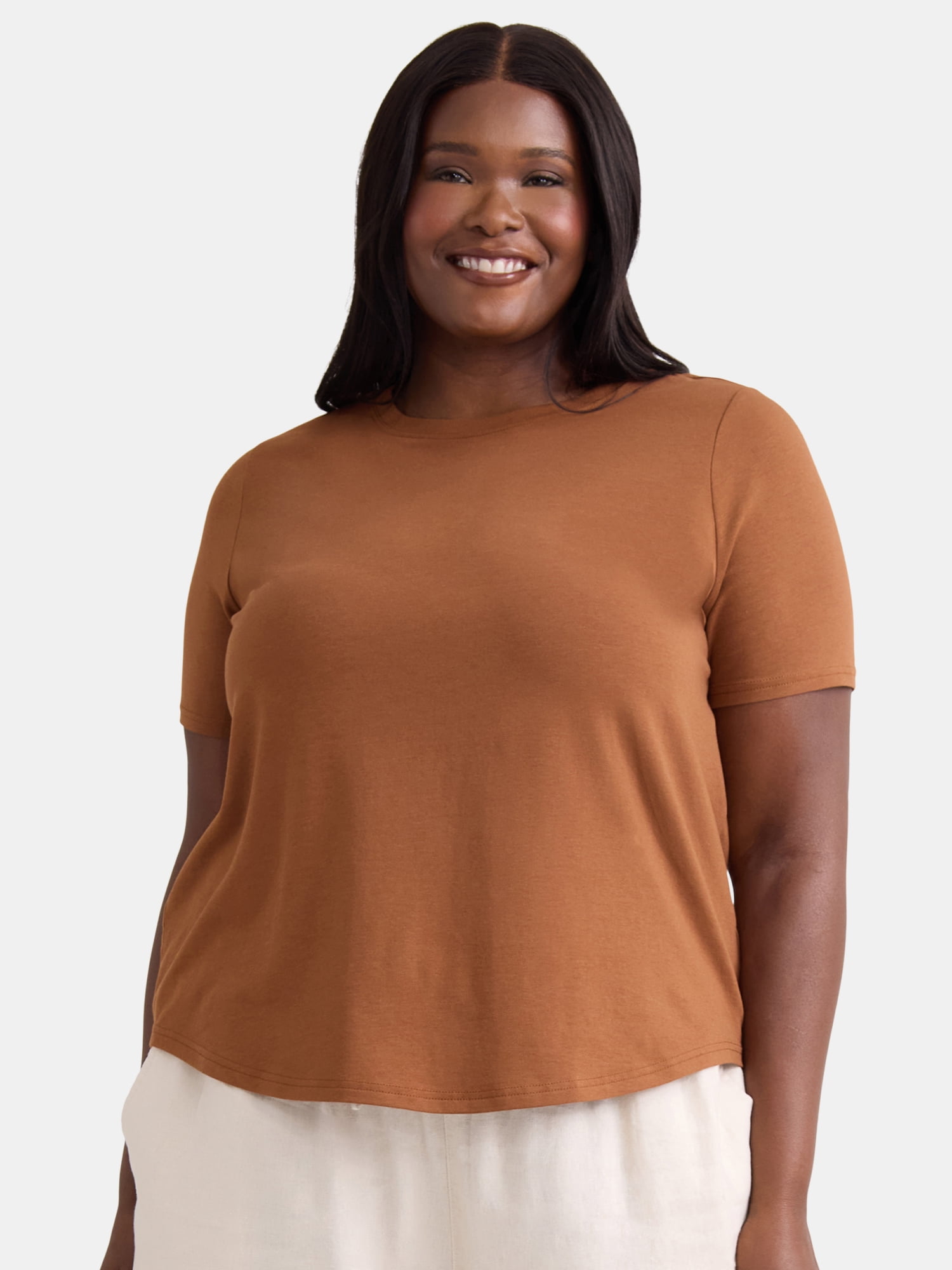 Terra & Sky Women’s Plus Crew Tee with Short-Sleeves, Sizes 0X-5X ...