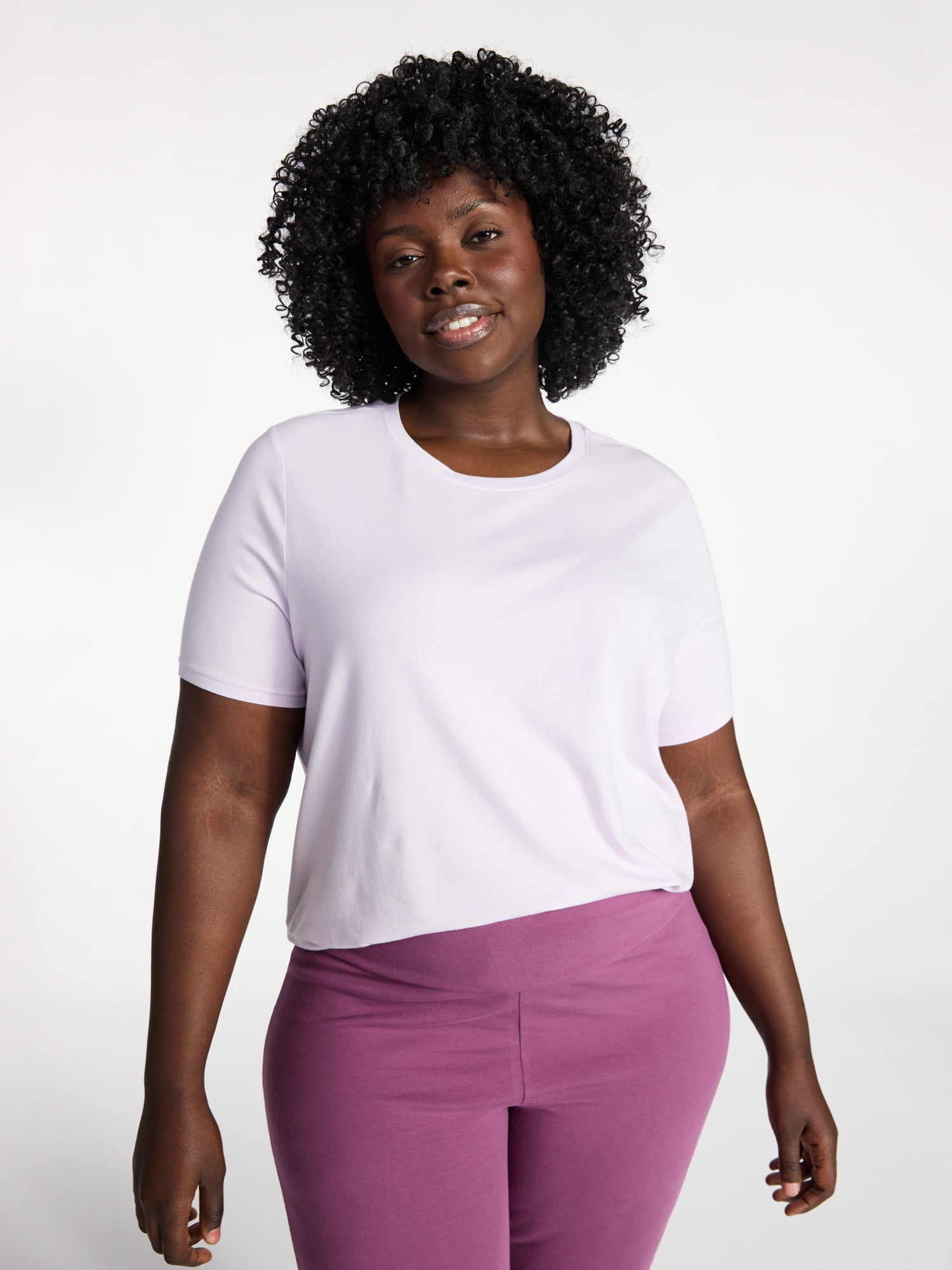 Terra & Sky Women's Plus Size Crewneck Tee with Short Sleeves, Sizes 0X ...