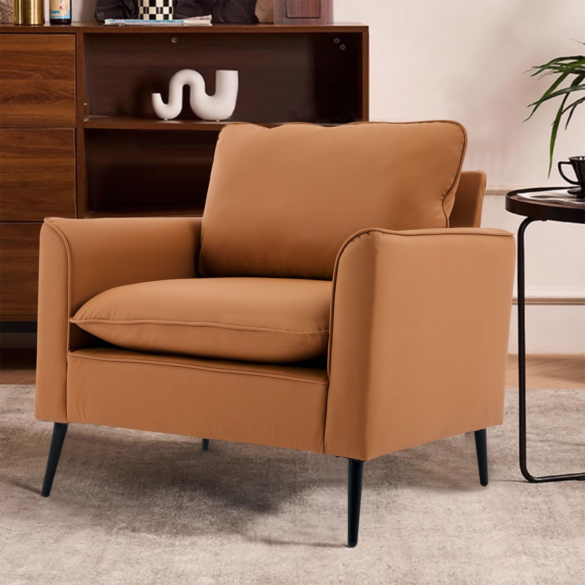 TS Cat Paw Leather Accent Chair - Brown Nordic Retro Single Sofa ...