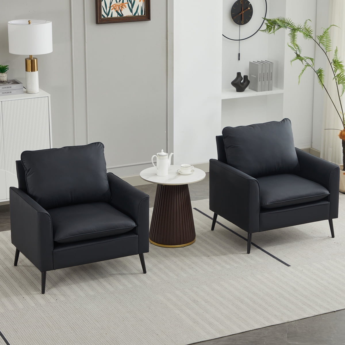 TS Cat paw leather upholstered sofa PC Black ,Nordic retro light ...