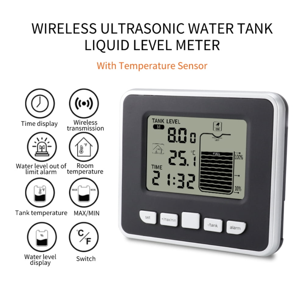 TS-FT002 Ultrasonic Wireless Water Tank Liquid Depth Level Meter Sensor ...