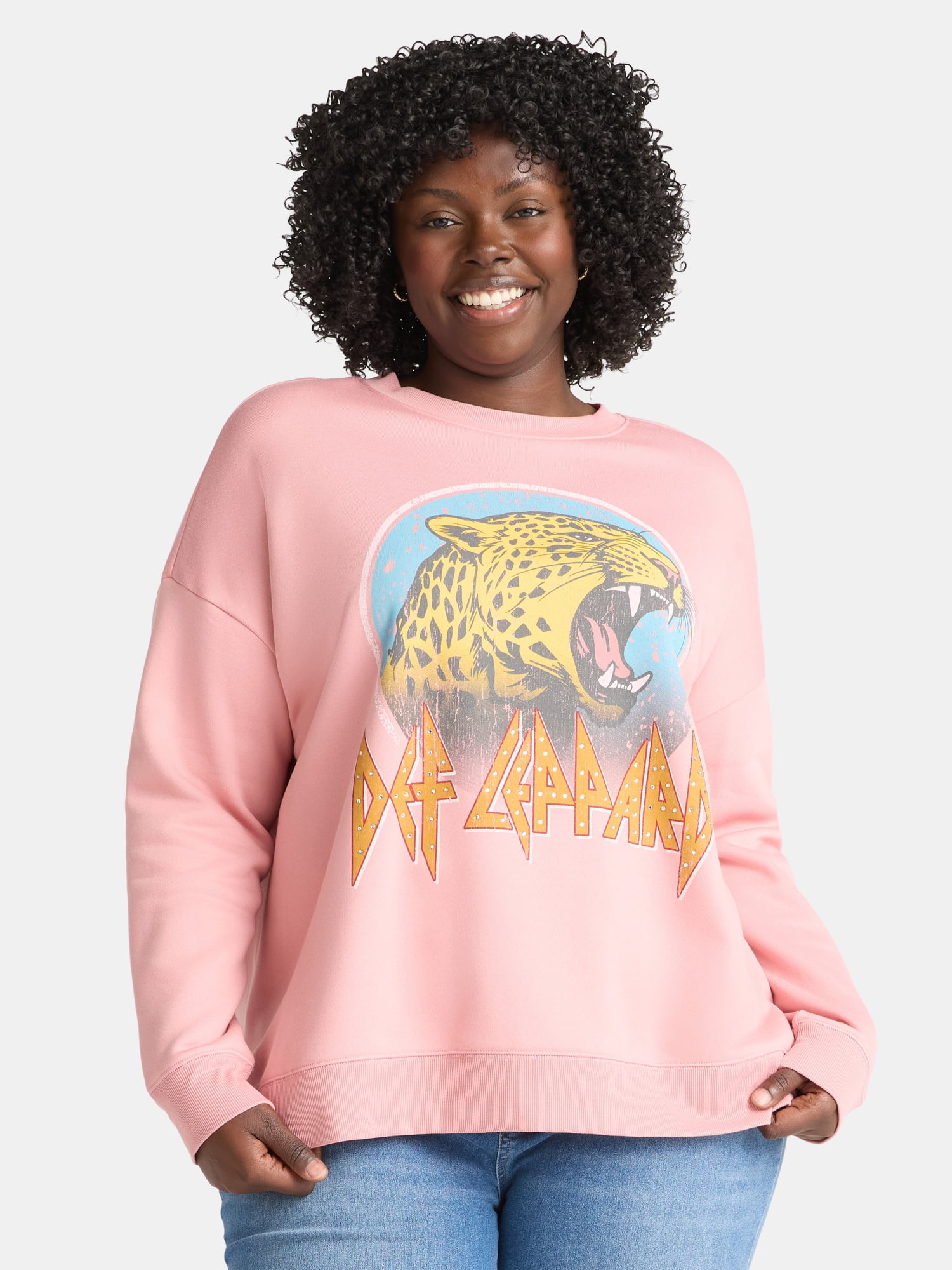 Terra & Sky Women's Plus Embellished Def Leppard Graphic Sweatshirt ...