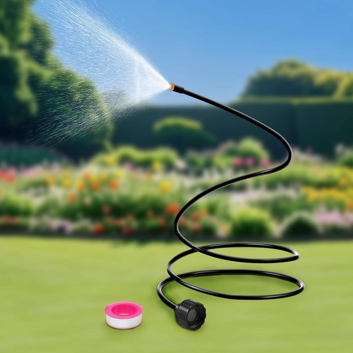 TS Hose Misters for Outside Patio, 60 Inch Flexible Misting System Cooling Stand Portable Water ...