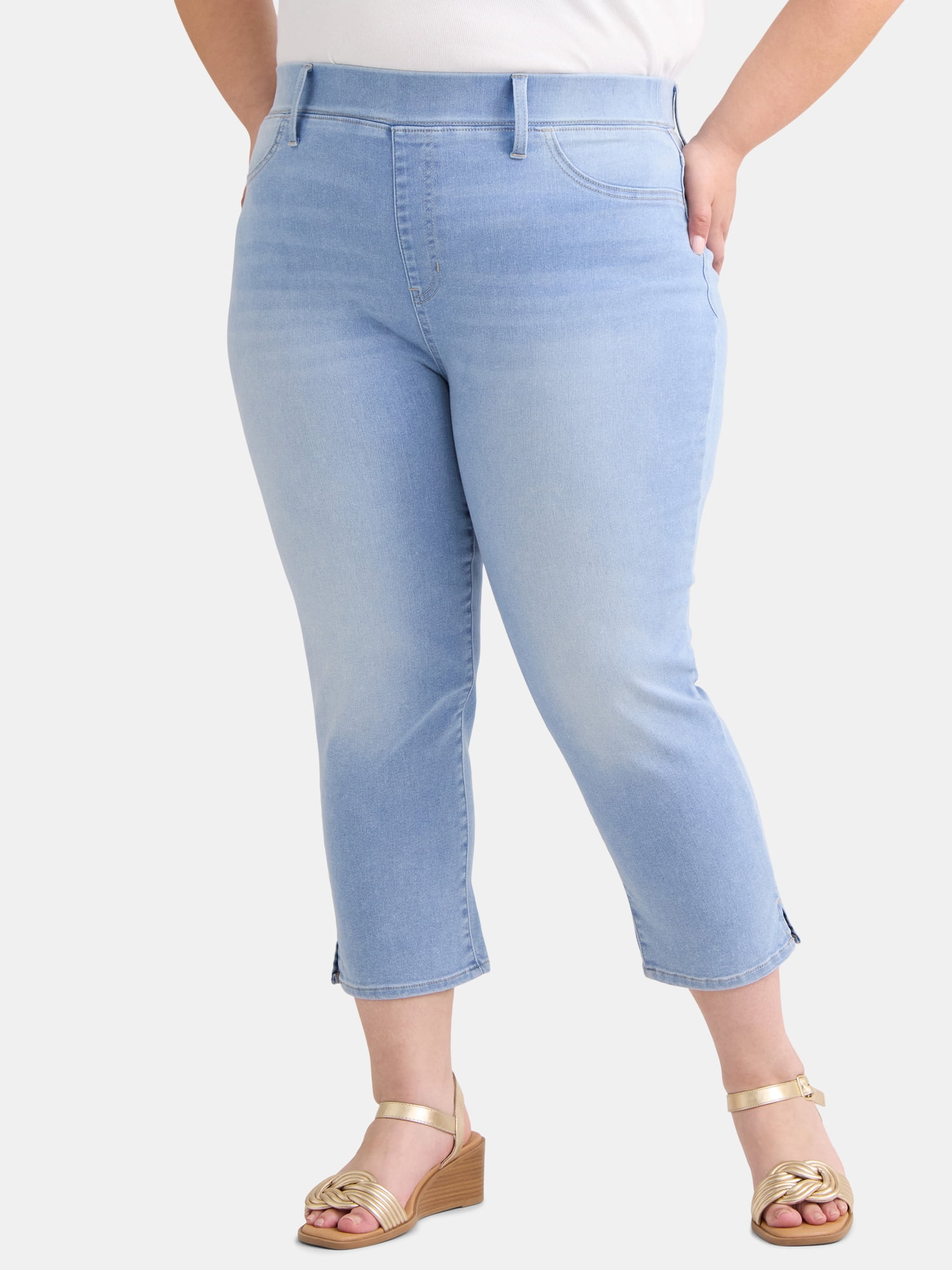 Terra & Sky Women's Plus Size High Rise Capri Jeggings, Sizes 0X-5X ...