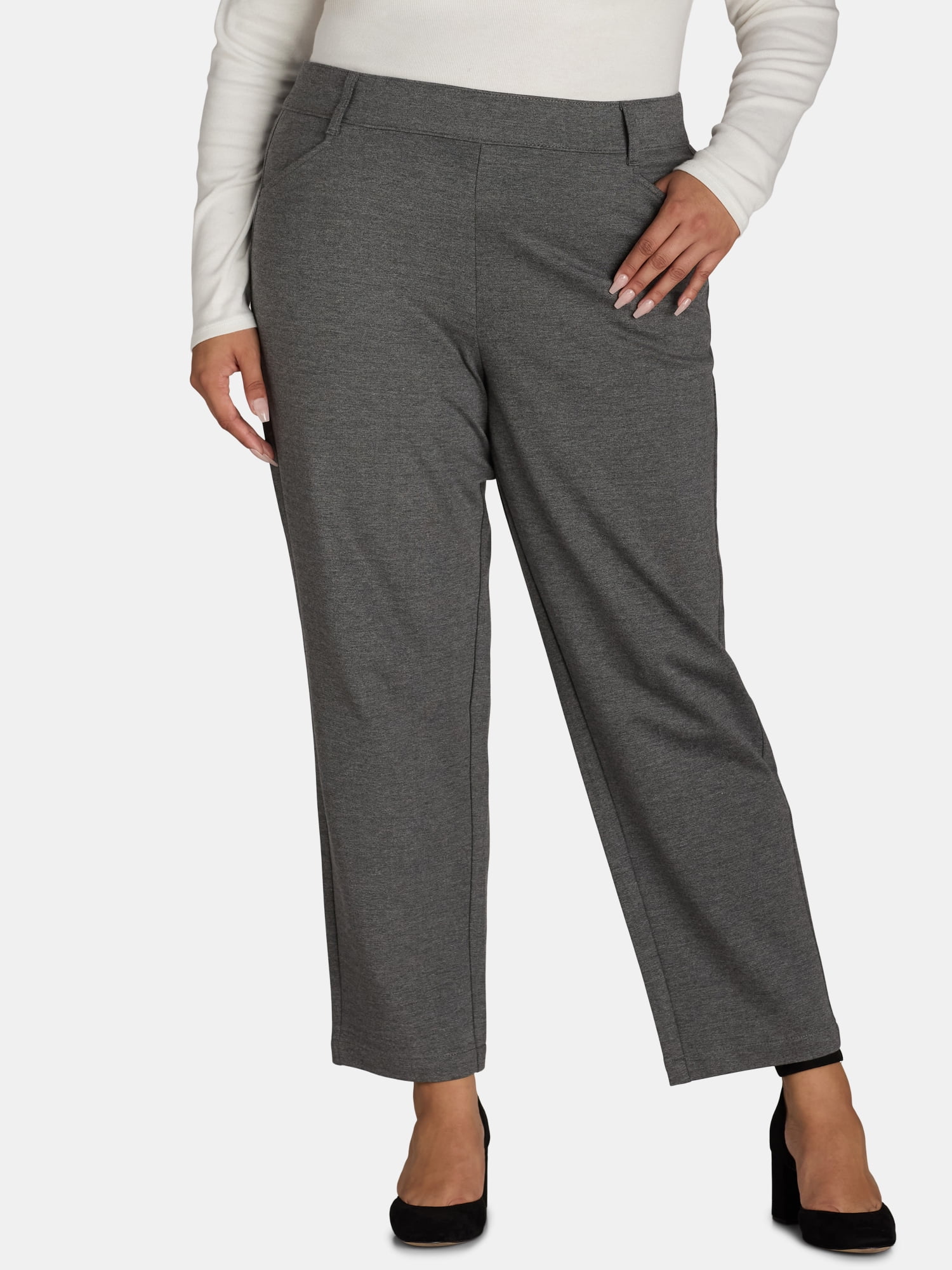 Terra & Sky Women's Plus Ponte Straight-Leg Pants, 29” Inseam, Sizes 0X ...