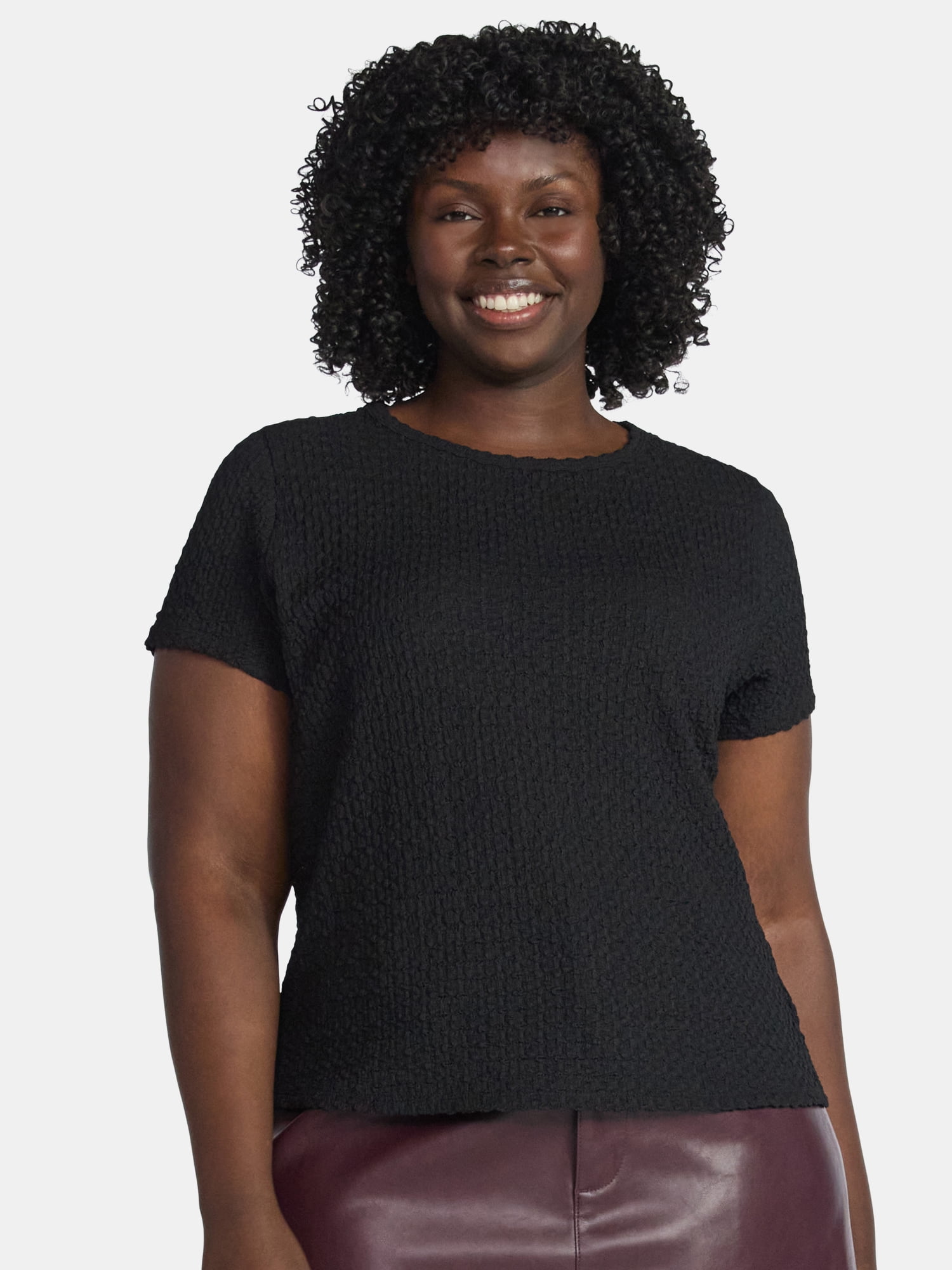 Terra & Sky Women's Plus Short Sleeve Pucker Knit Top, Sizes 0X-5X ...