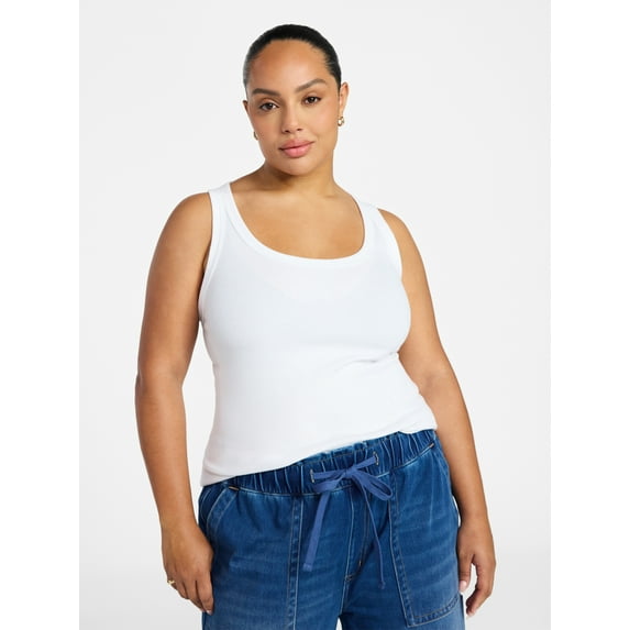 Terra & Sky Women's Plus Size Scoop Neck Rib Tank Top, Size 0X-5X ...