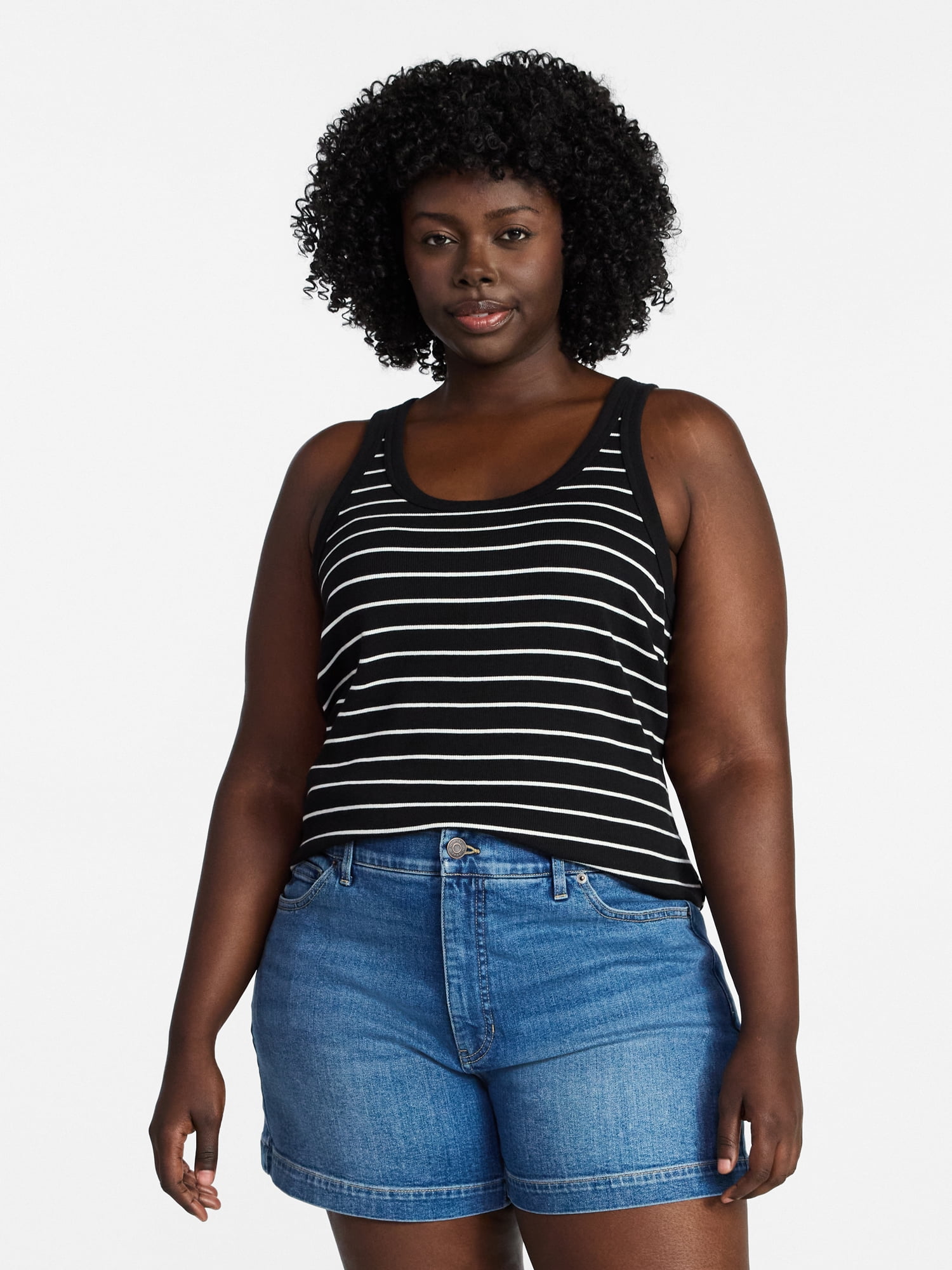 Terra & Sky Women's Plus Size Scoop Neck Rib Tank Top, Size 0X-5X ...