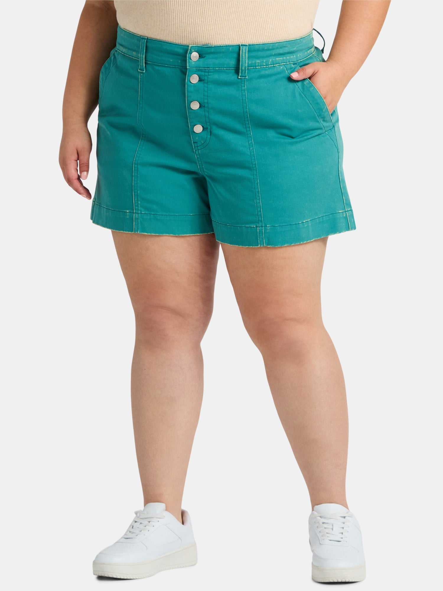 Terra & Sky Women's Plus Utility Shorts, 4” Inseam, Sizes 14W-24W ...