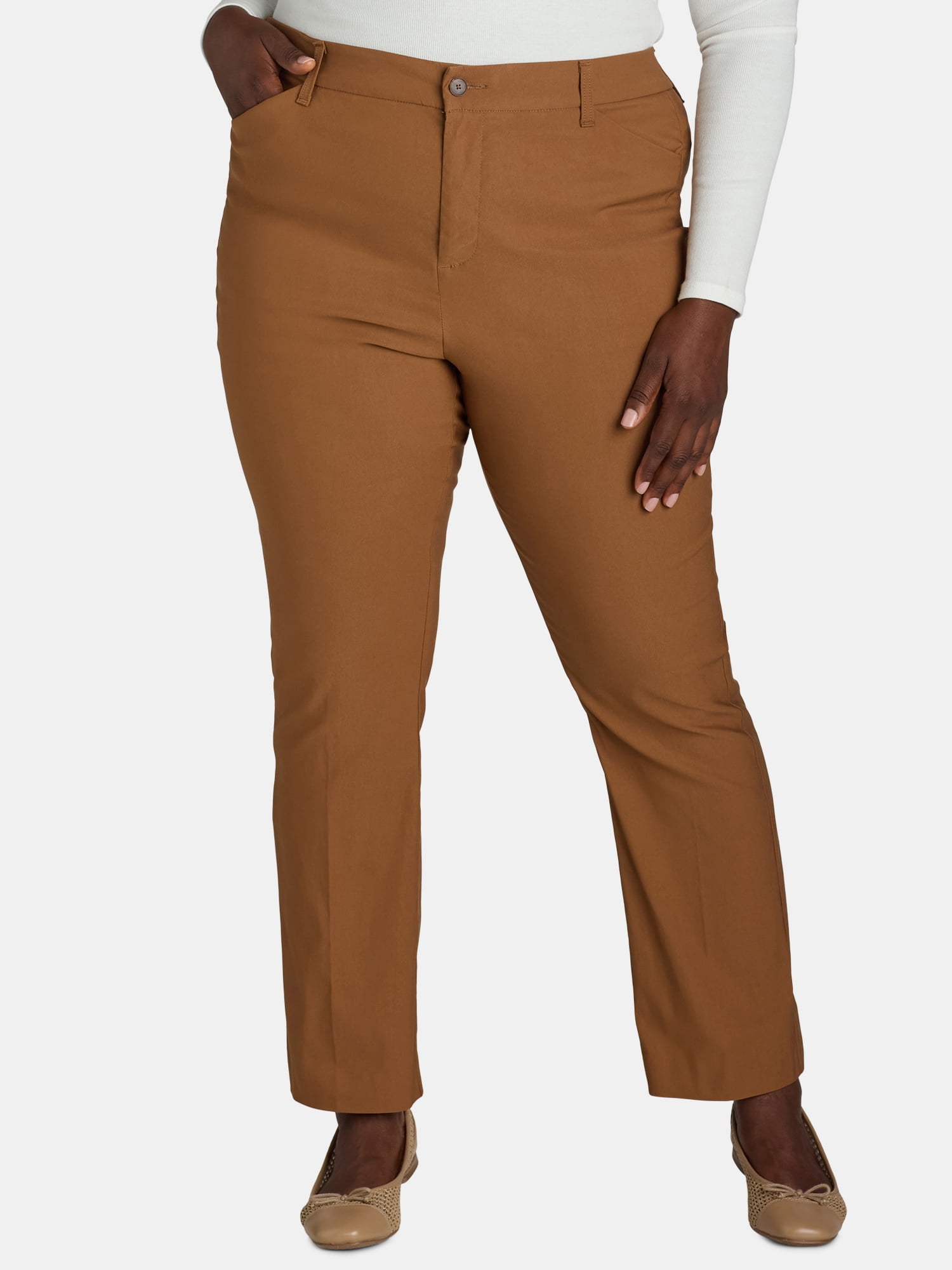 Terra & Sky Plus Size Bootcut Work Pants, 30” Inseam, Sizes 16W-24W ...