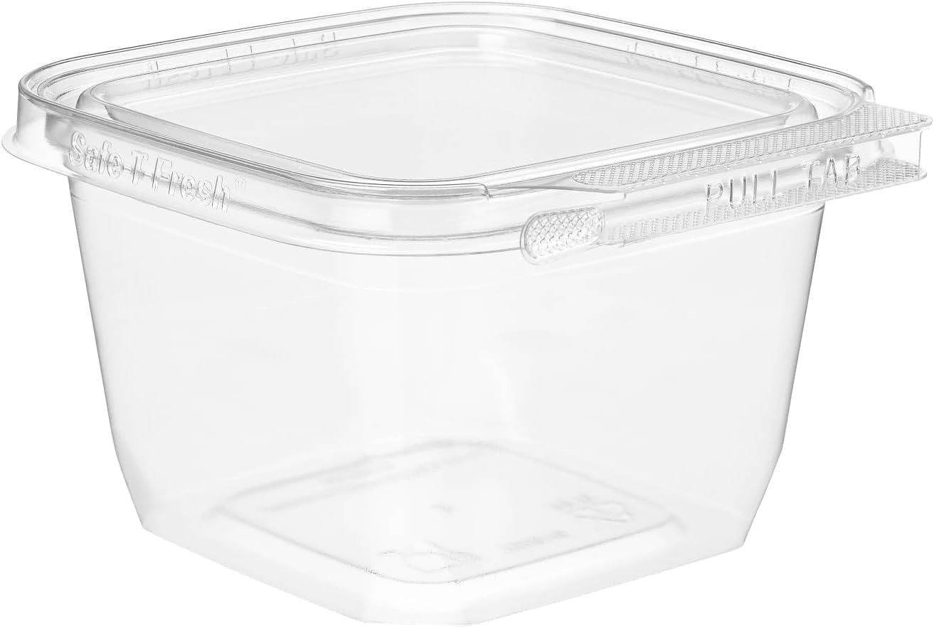 EcoQuality 16oz Square Clear Plastic Clamshell Food Storage Container ...