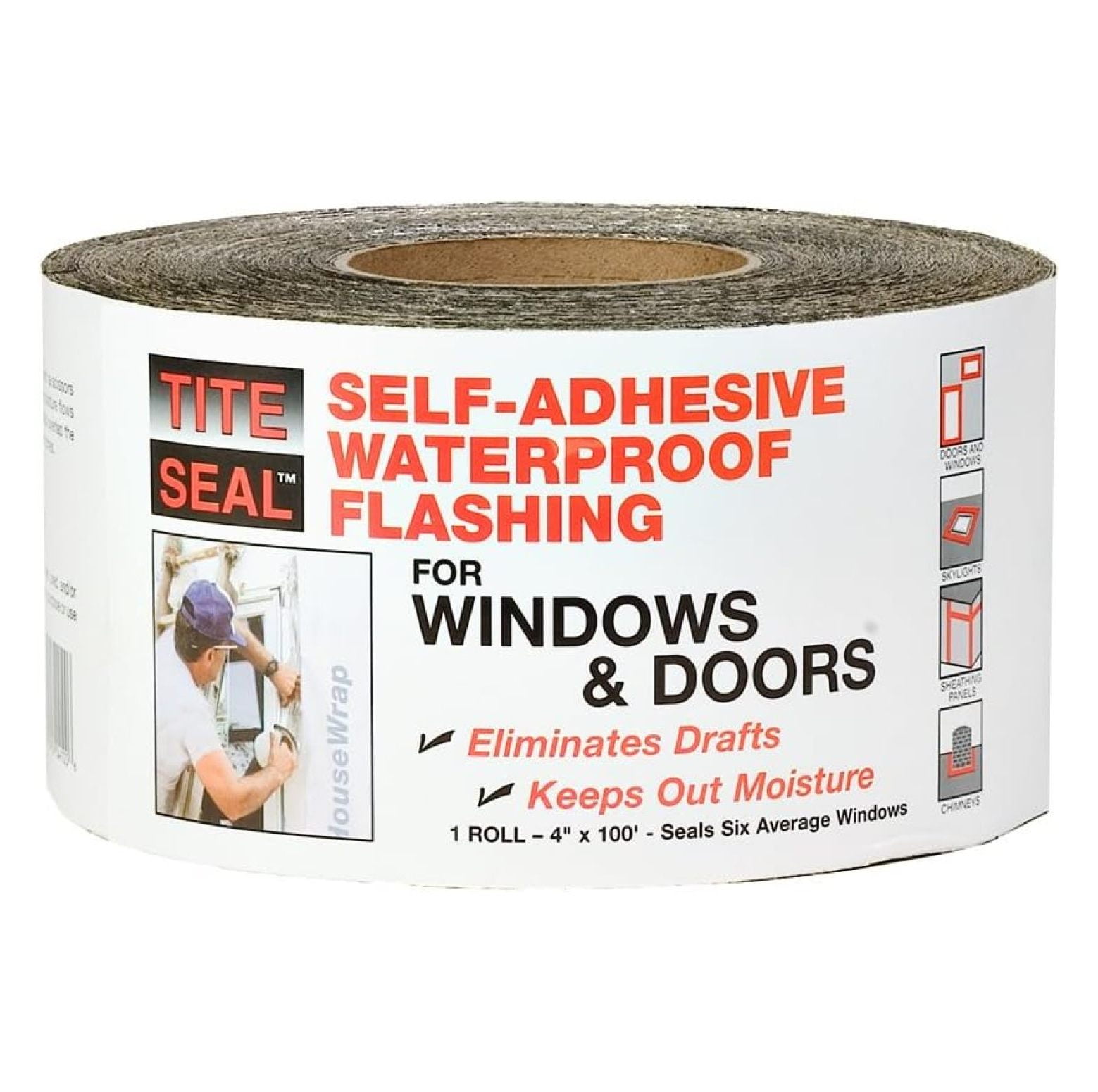 TS4100 Tite Seal Original Window Tape 4" x 100', 1, Wood - Walmart.com