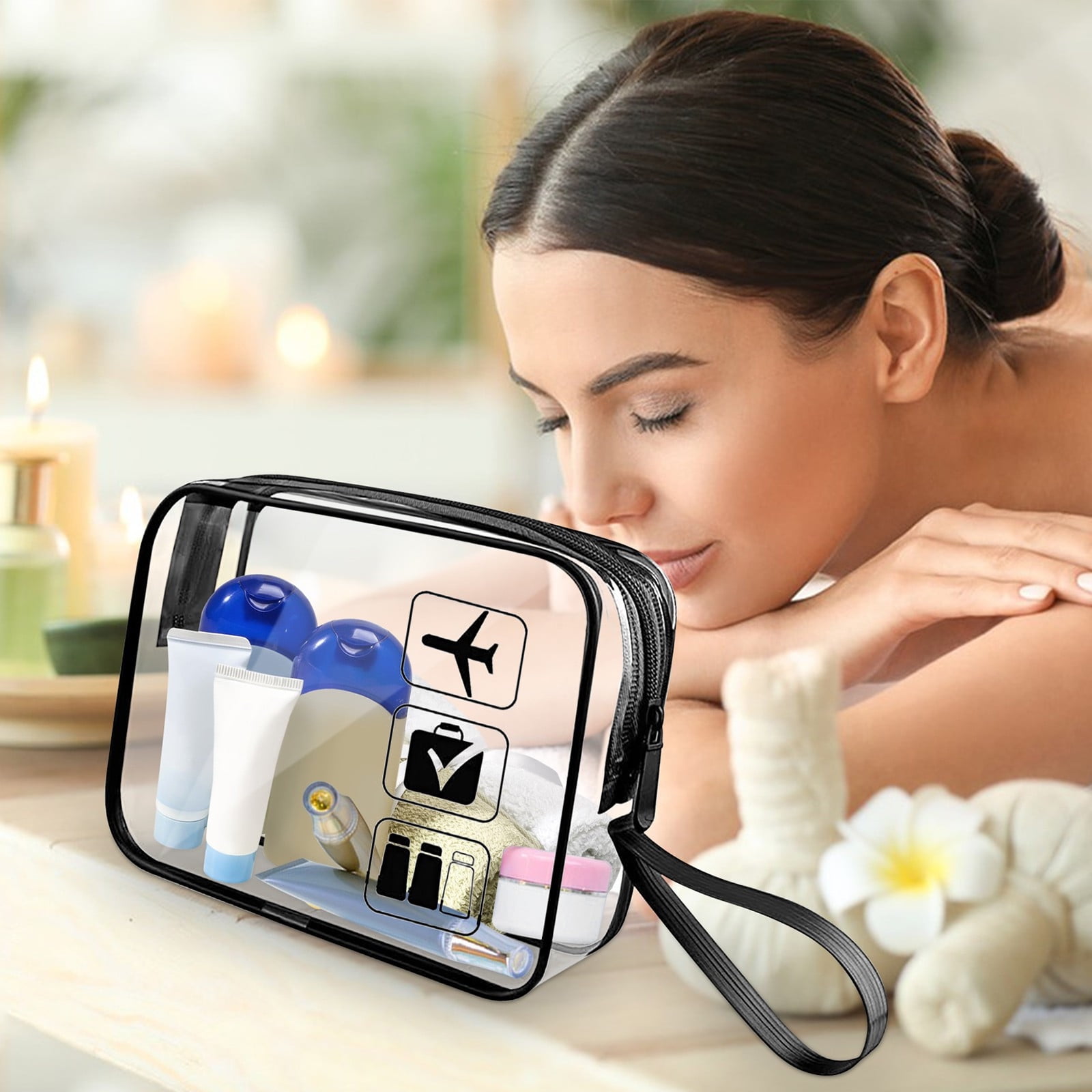 TSA-Approved Double-Sided Clear Toiletry Bag Set, Leak-Proof Travel ...