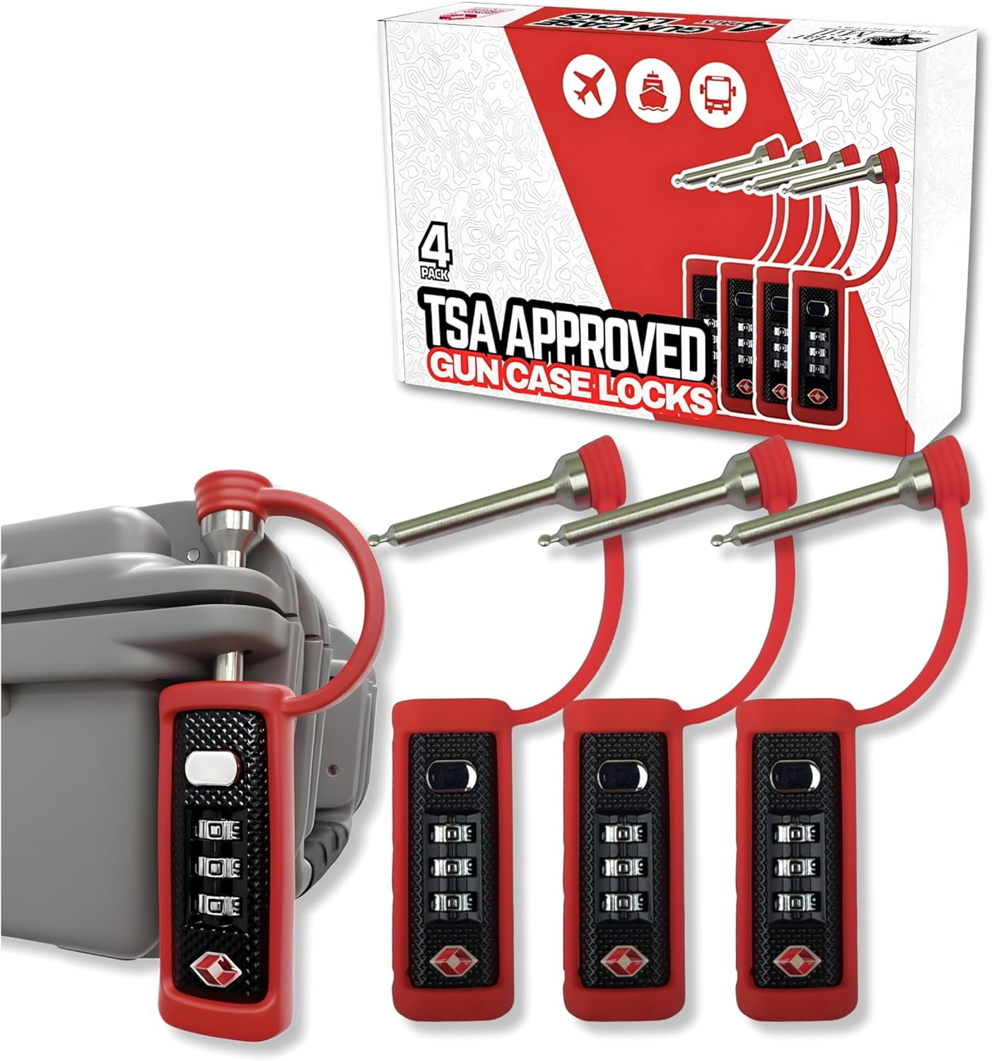 TSA Approved Gun Case Locks 4-Pack, Monoshaft 3-Digit Combination ...