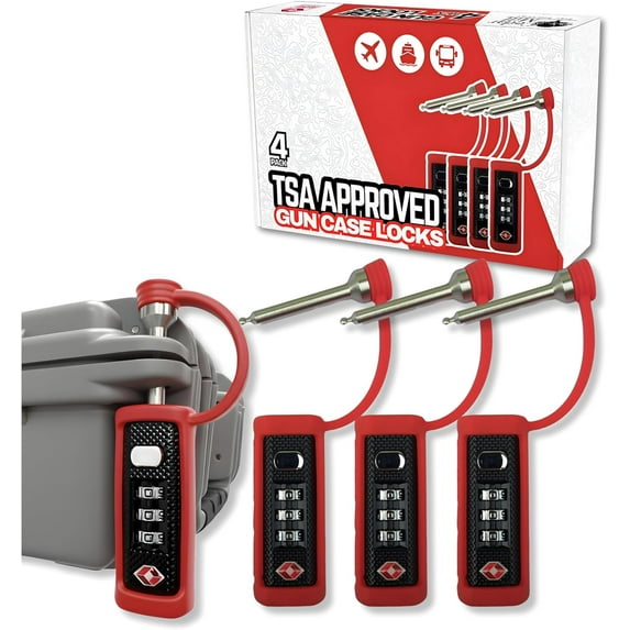 TSA Approved Gun Case Locks 4-Pack, Monoshaft 3-Digit Combination ...