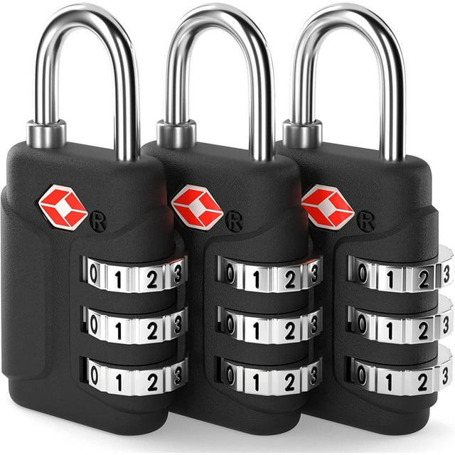 Cantor TSA Approved Padlocks - 3 Digit Combination Travel Lock Set for ...