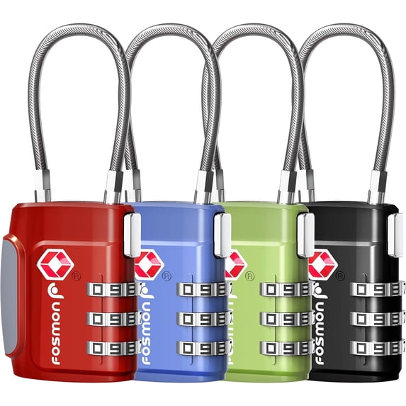 TSA Approved Luggage Locks, Cable Suitcase Travel Lock, 3 Digit Long ...