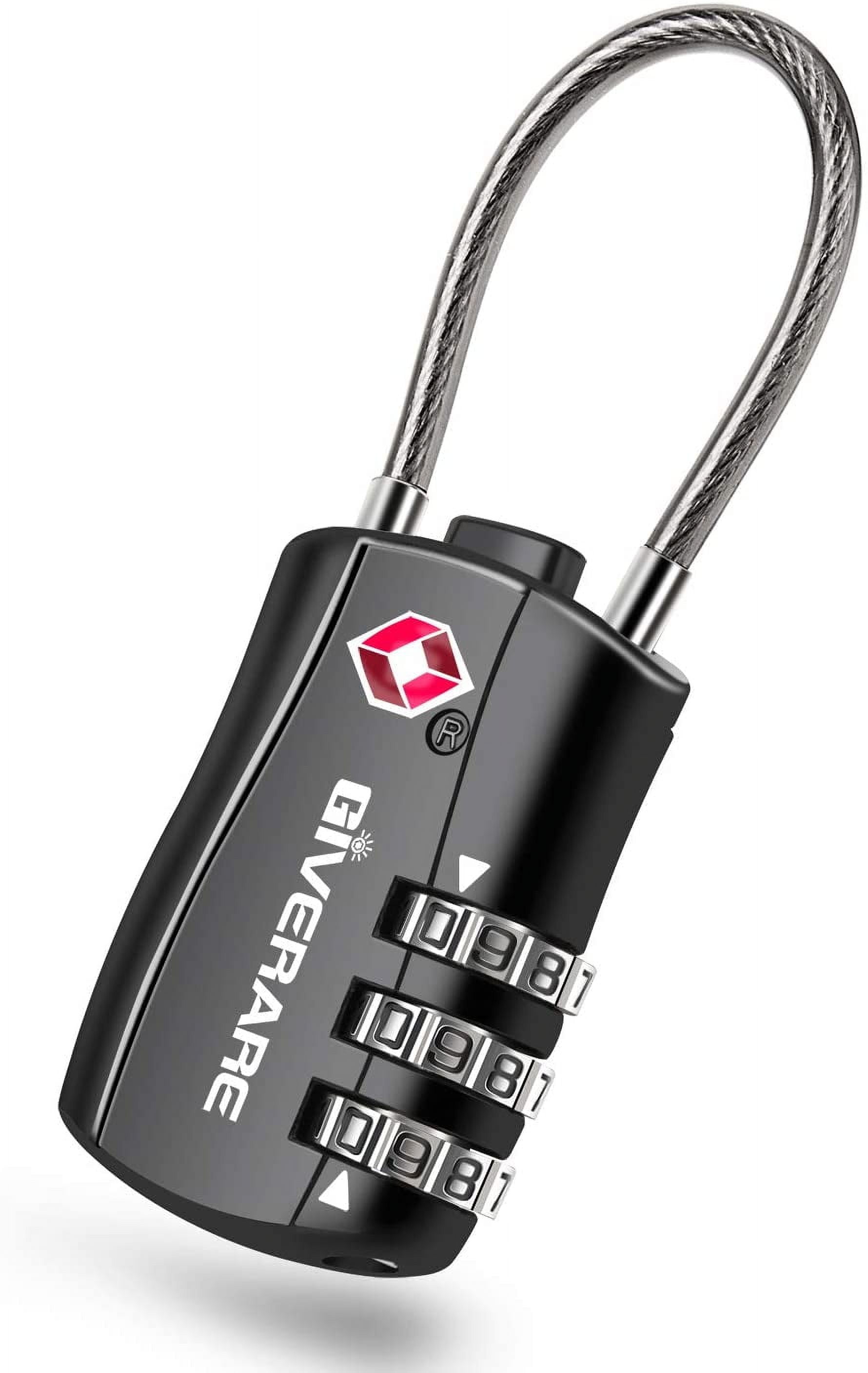 TSA Approved Luggage Locks, Combination Travel Cable Lock, Re-settable ...