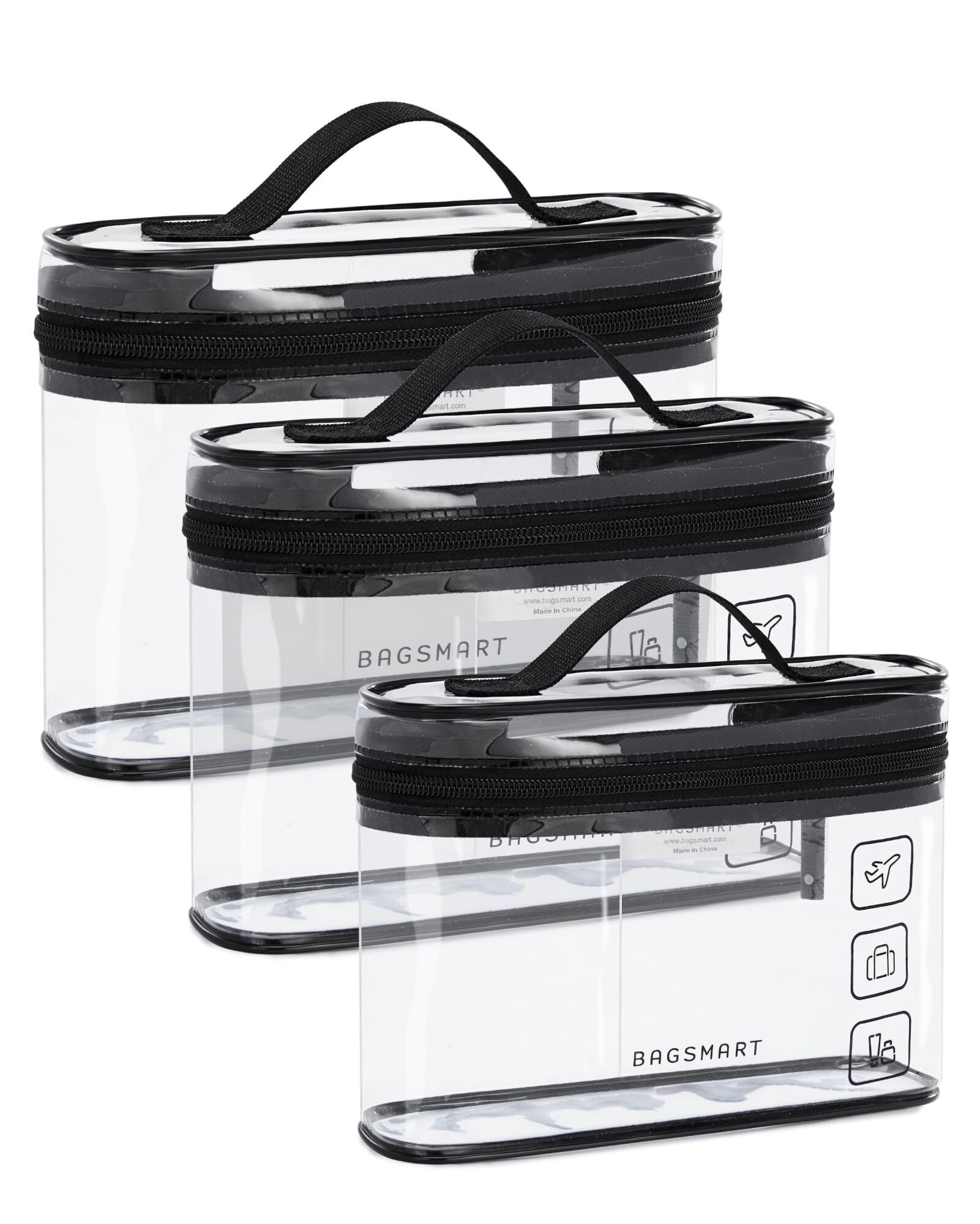TSA Approved Toiletry Bag, 3 Pack Clear Makeup Cosmetic Bag Organizer ...
