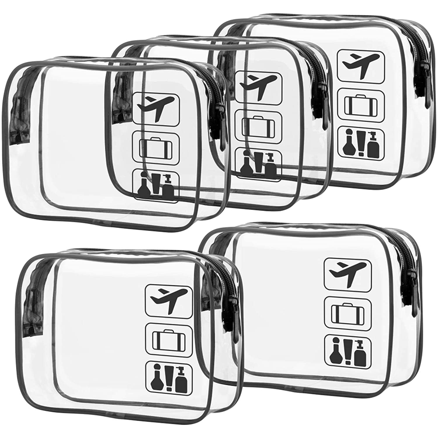 TSA Approved Toiletry Bag - 5 Pack Clear Toiletry Bags Quart Size ...