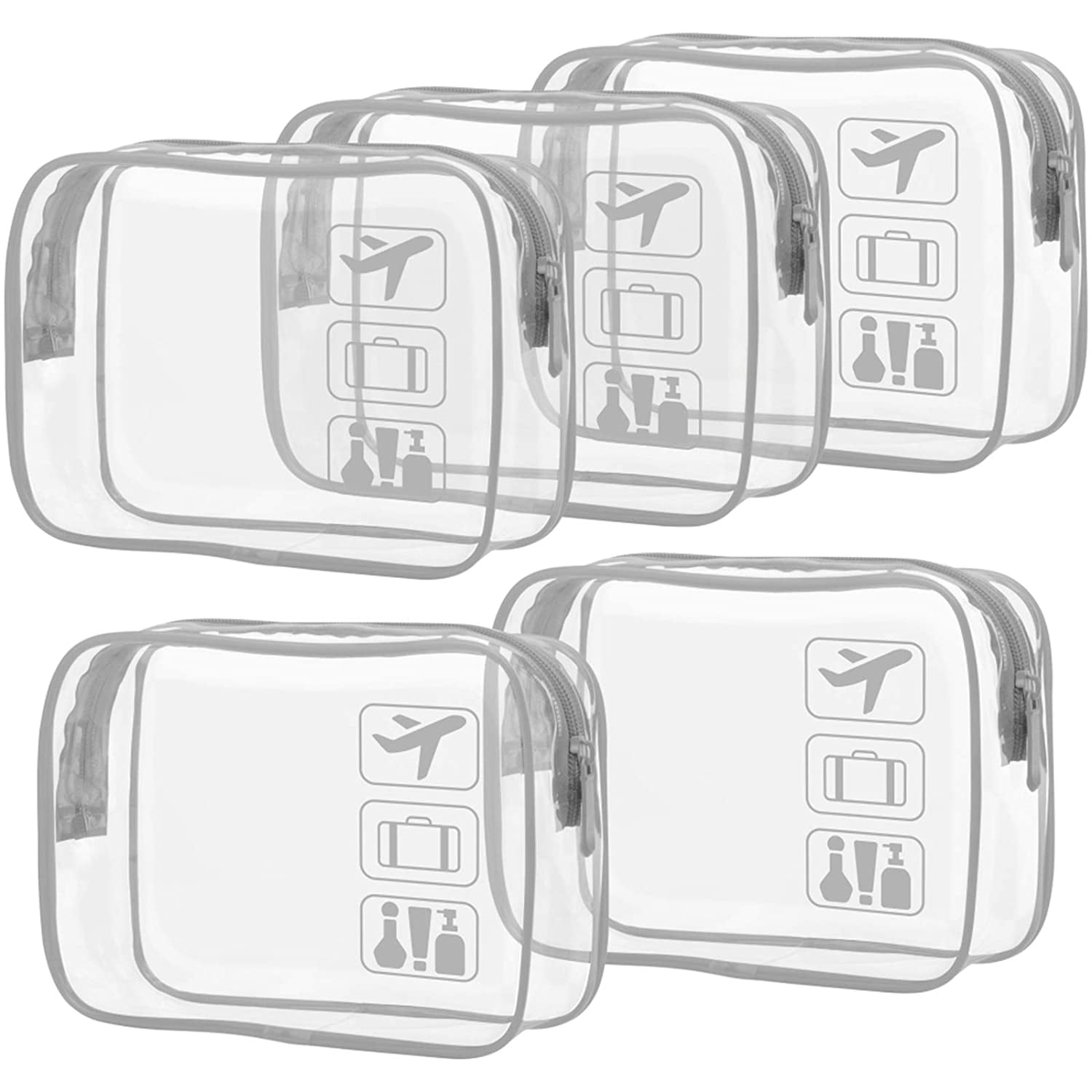 TSA Approved Toiletry Bag 5 Pack Clear Toiletry Bags - Quart Size ...