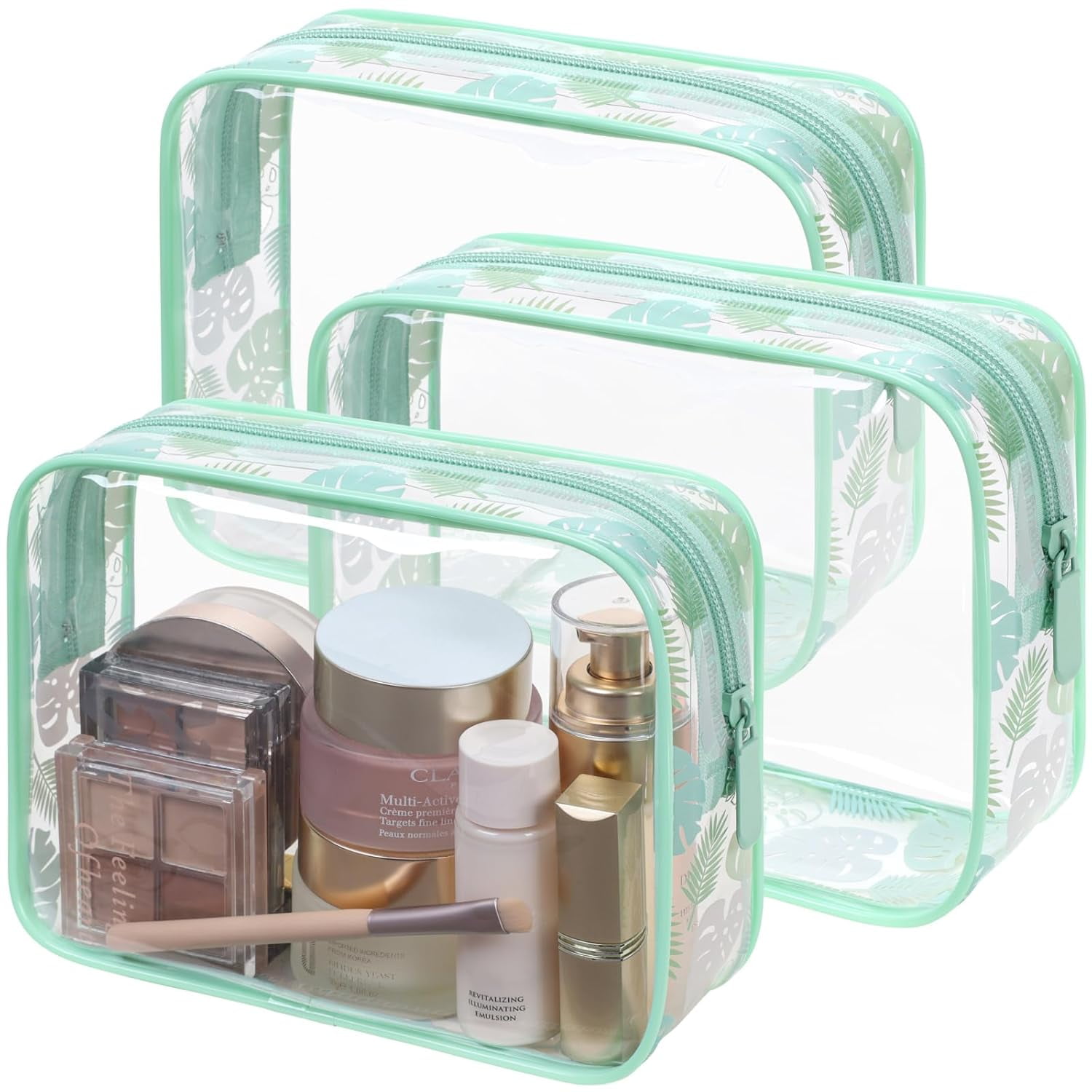 TSA Approved Toiletry Bag - Light Green Turtle Leaves Print Clear ...