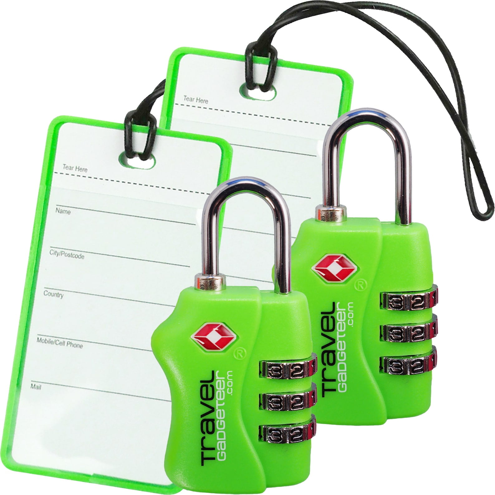 (2-Pack) TSA Luggage Lock + Matching TAG | BRIGHT COLORS Help Easily ...