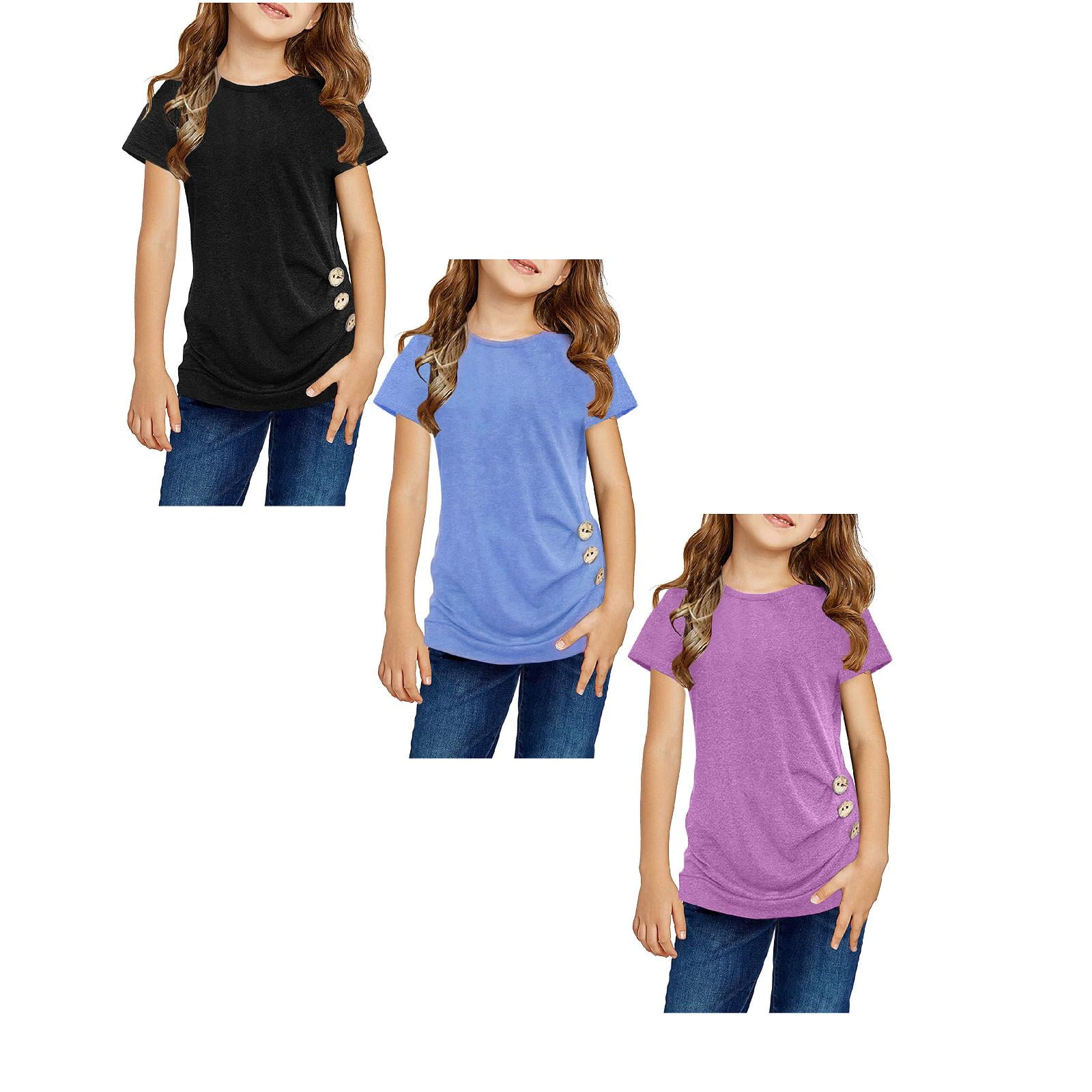TSADFHJI 3 Pack Fall Clothing Girls Shirts Size 6 Red Knot Tunic Button ...