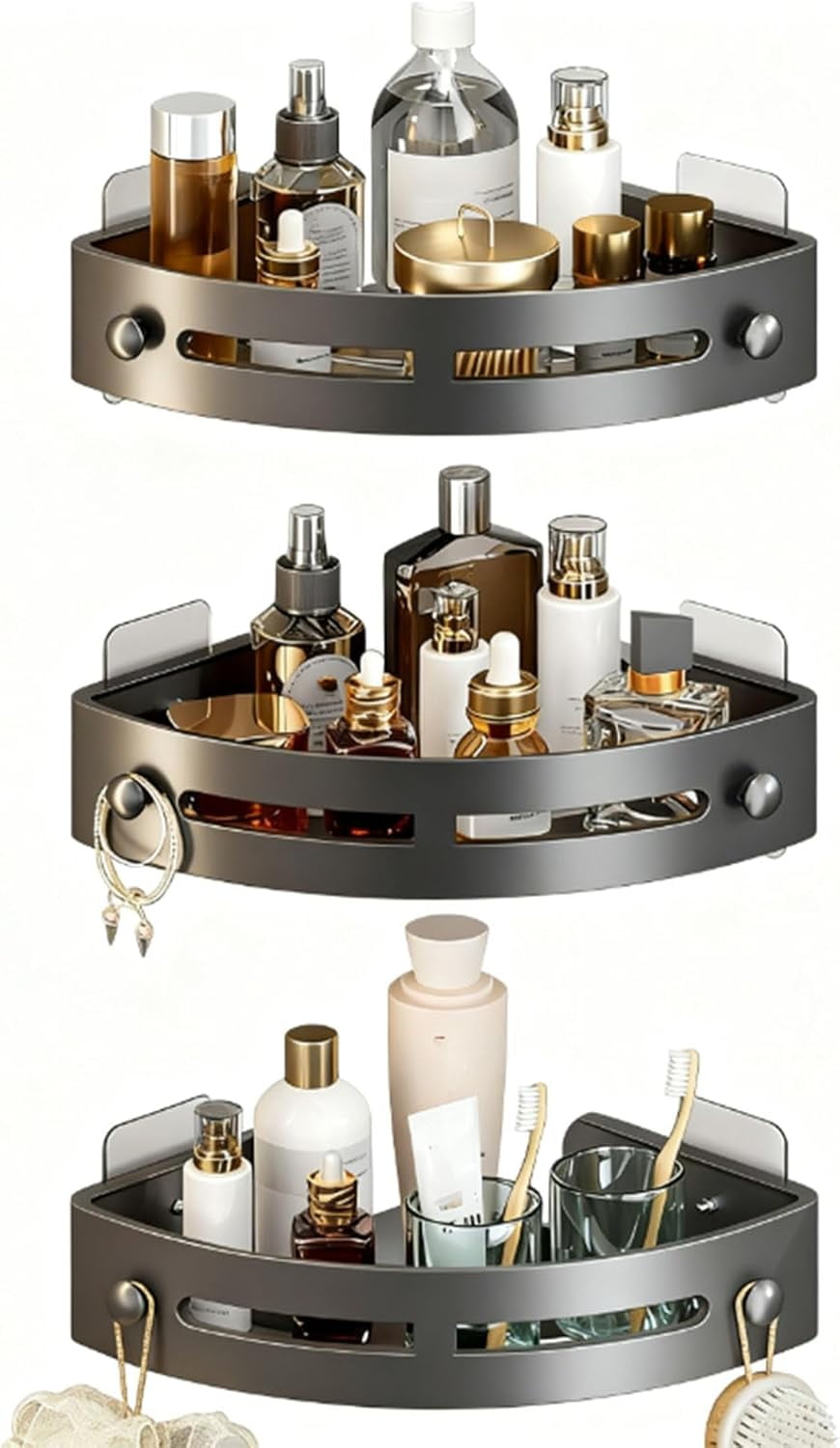 TSAODEZH 3-Pack Triangle Shower Caddy, 3-Tier Corner Shelves Drill-Free ...