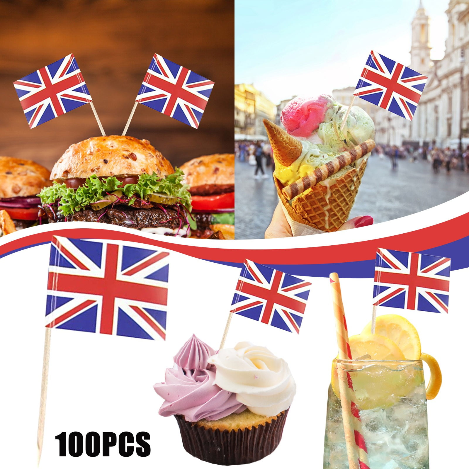 TSApan Clearance Party Toppers Toothpick Flag Cocktail Stick Wooden ...