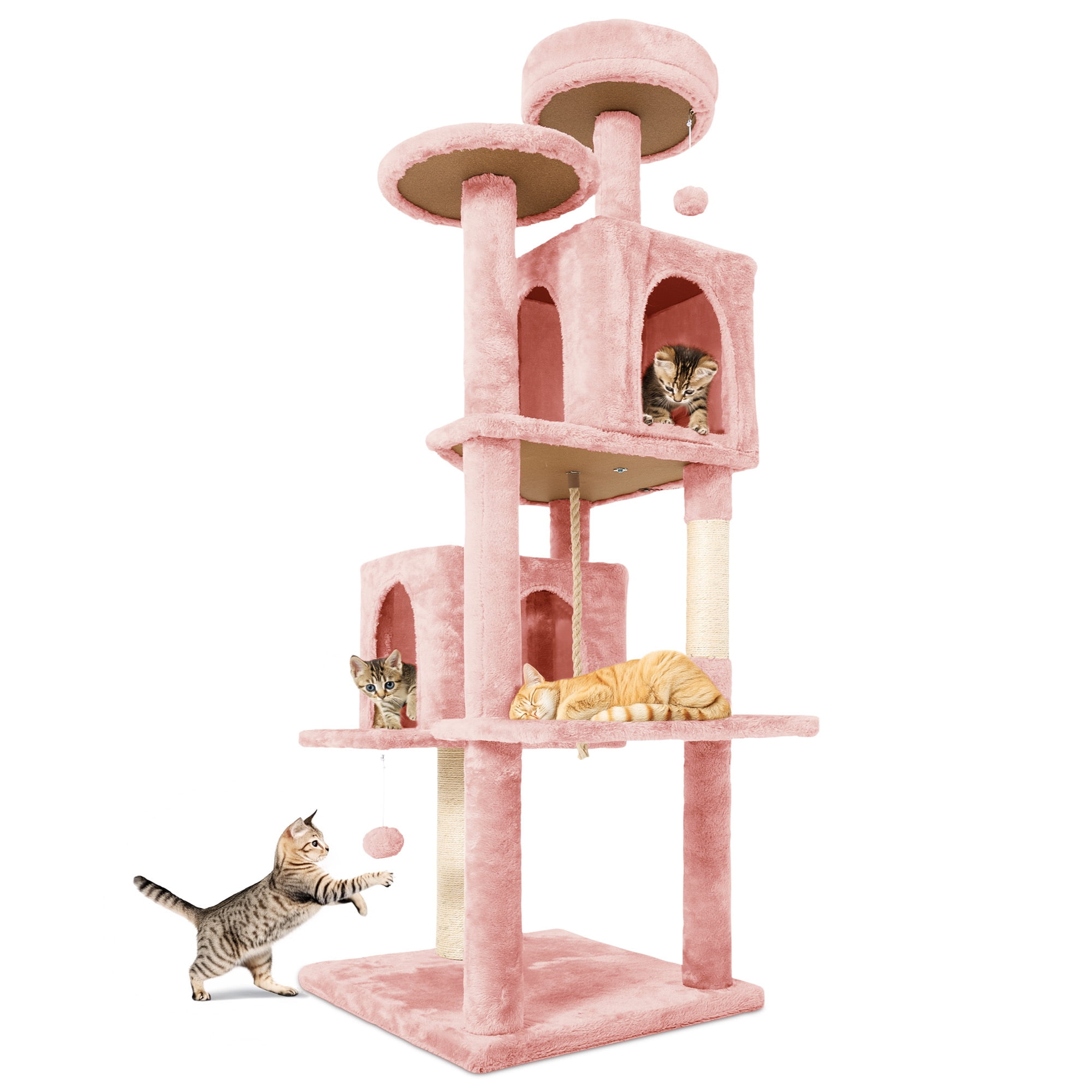 TSCOMON 58" Cat Tree Large Cat Tower Condo w/ Multi-Level Scratching ...