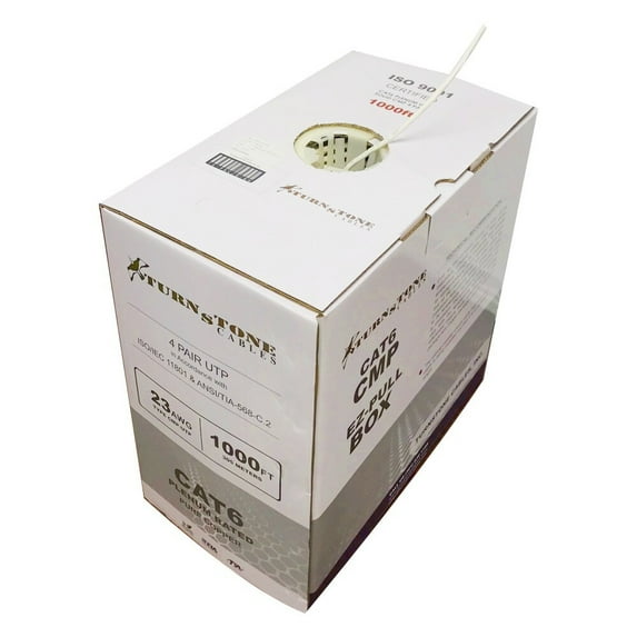 TSCables Cat6 Cable 1000ft Solid Copper 550 Mhz Ethernet Plenum White ...