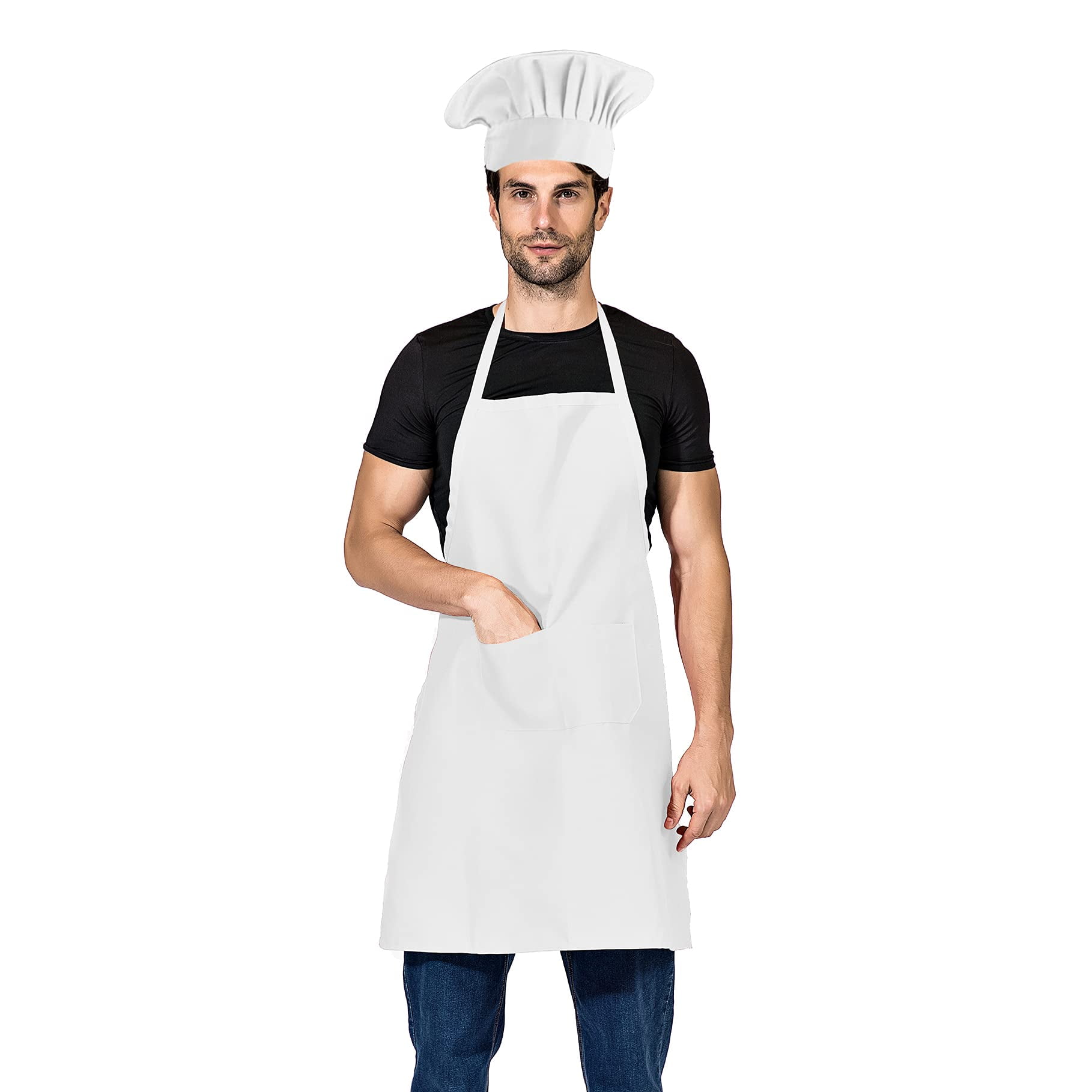 TSD STORY White Chef hat and Apron for Adults Men Women, Cooking ...
