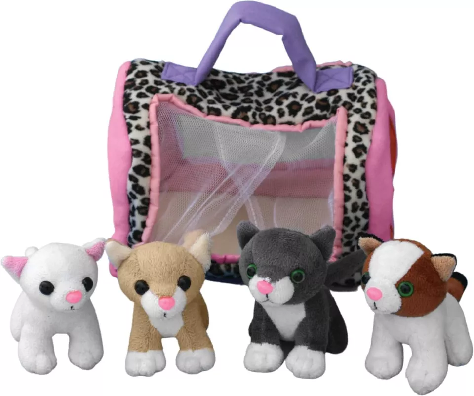 TSF TOYS Cat Play Set with Sounds – 5 Piece Set includes 4 Small Plush ...