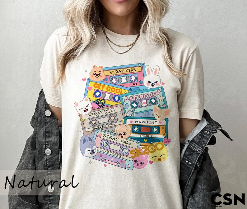 TSHIRT-Cassette Stray Kids SKZOO Shirt, Cute Happy Members Skzoo Kpop ...