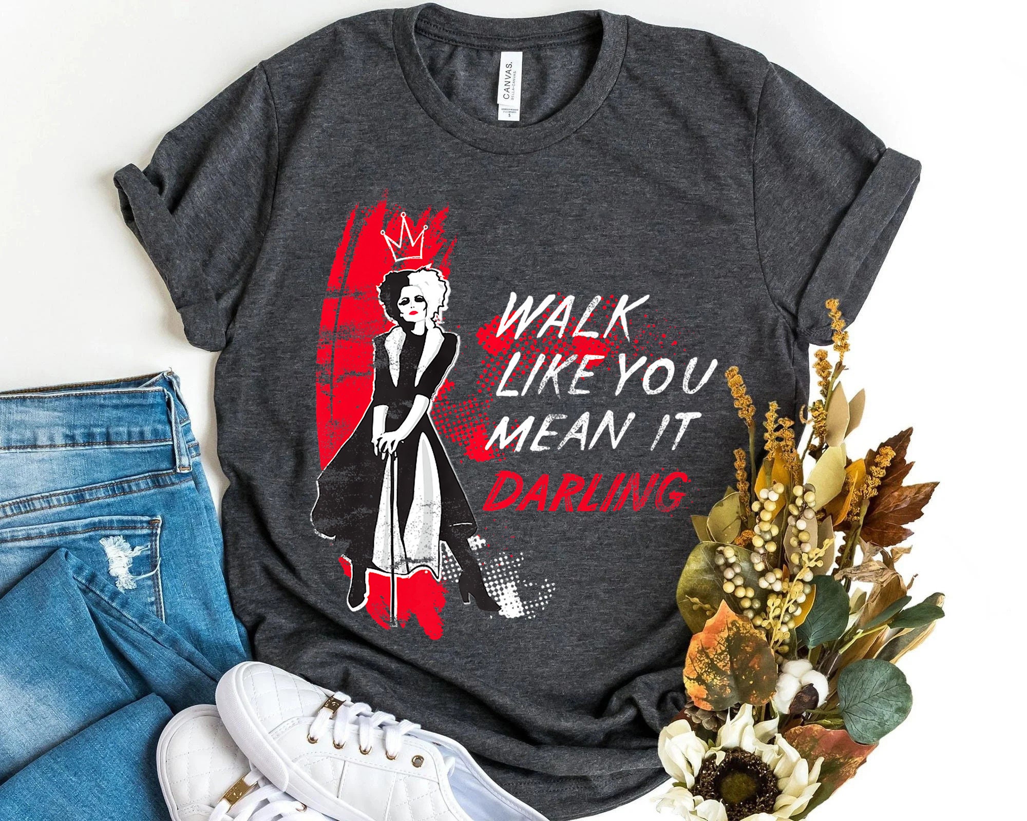TSHIRT-Disney Cruella Walk Like You Mean It Darling Shirt, Disney ...