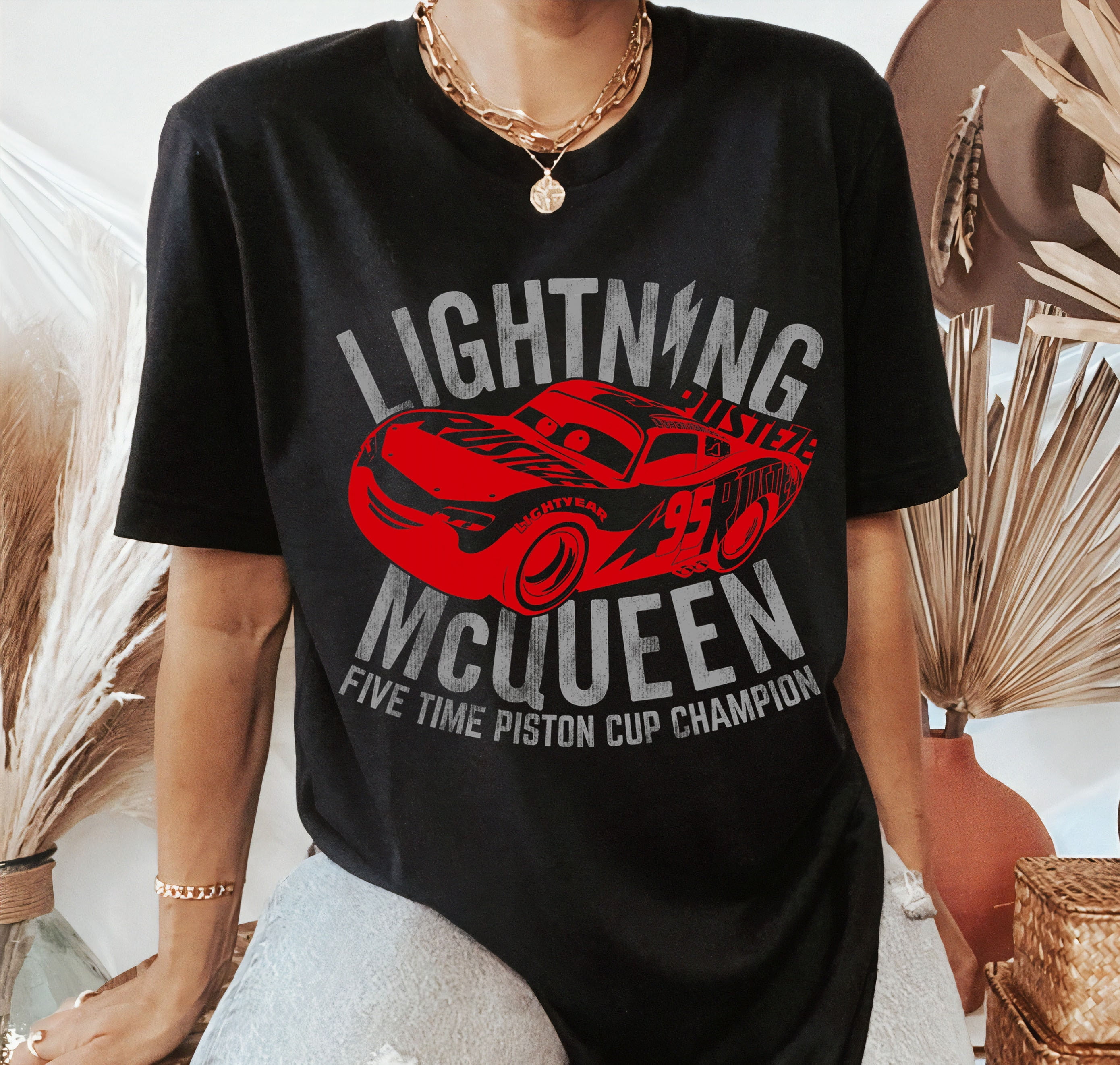 TSHIRT-Disney Pixar Cars Lightning McQueen Five Time Champion T-Shirt ...