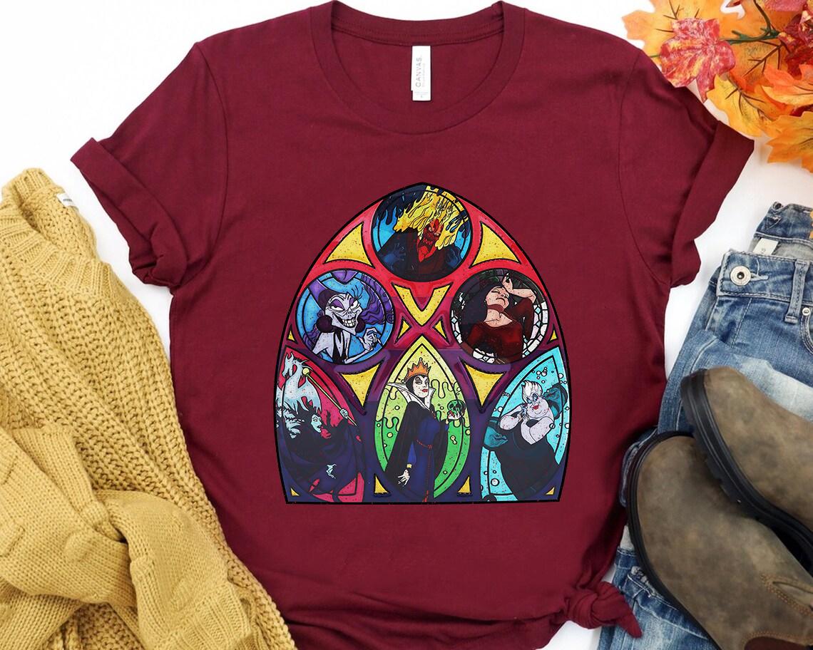 TSHIRT-Disney Villains Stained Glass Evil Queen Ursula Maleficent Yzma Hades Shirt, , Family ...