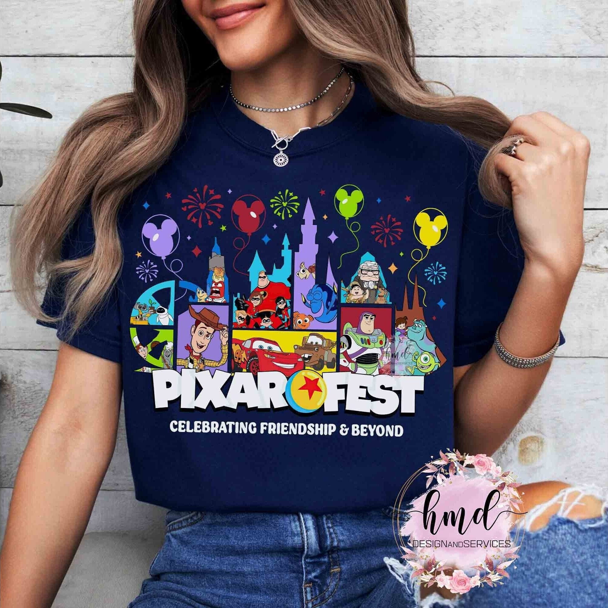 TSHIRT-Disneyland Castle Pixar Fest 2024 Shirt, Disney Characters ...