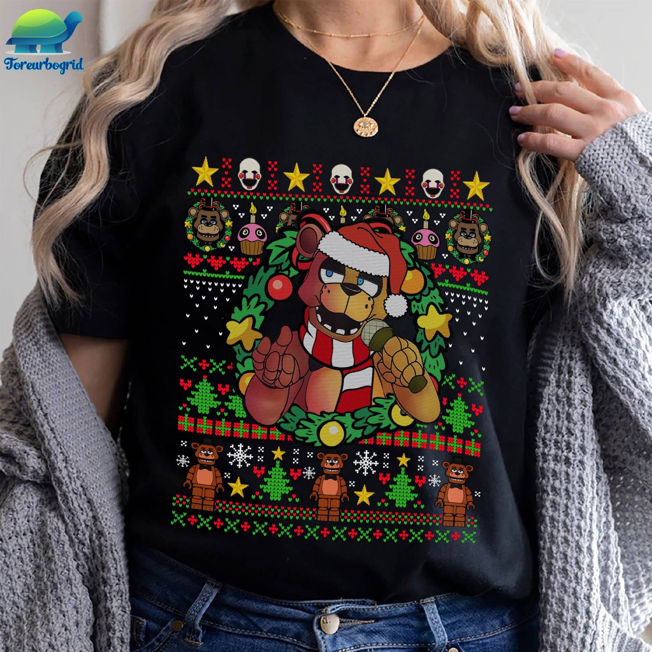 TSHIRT-Fazbear Five Nights At Freddy's Christmas Ugly Sweatshirt, Five ...