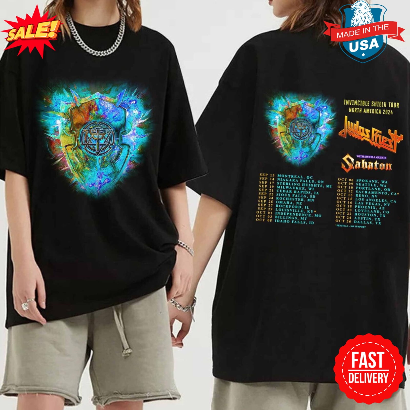 TSHIRT-Judas Priest Invincible Shield Tour North America 2024 Tour ...
