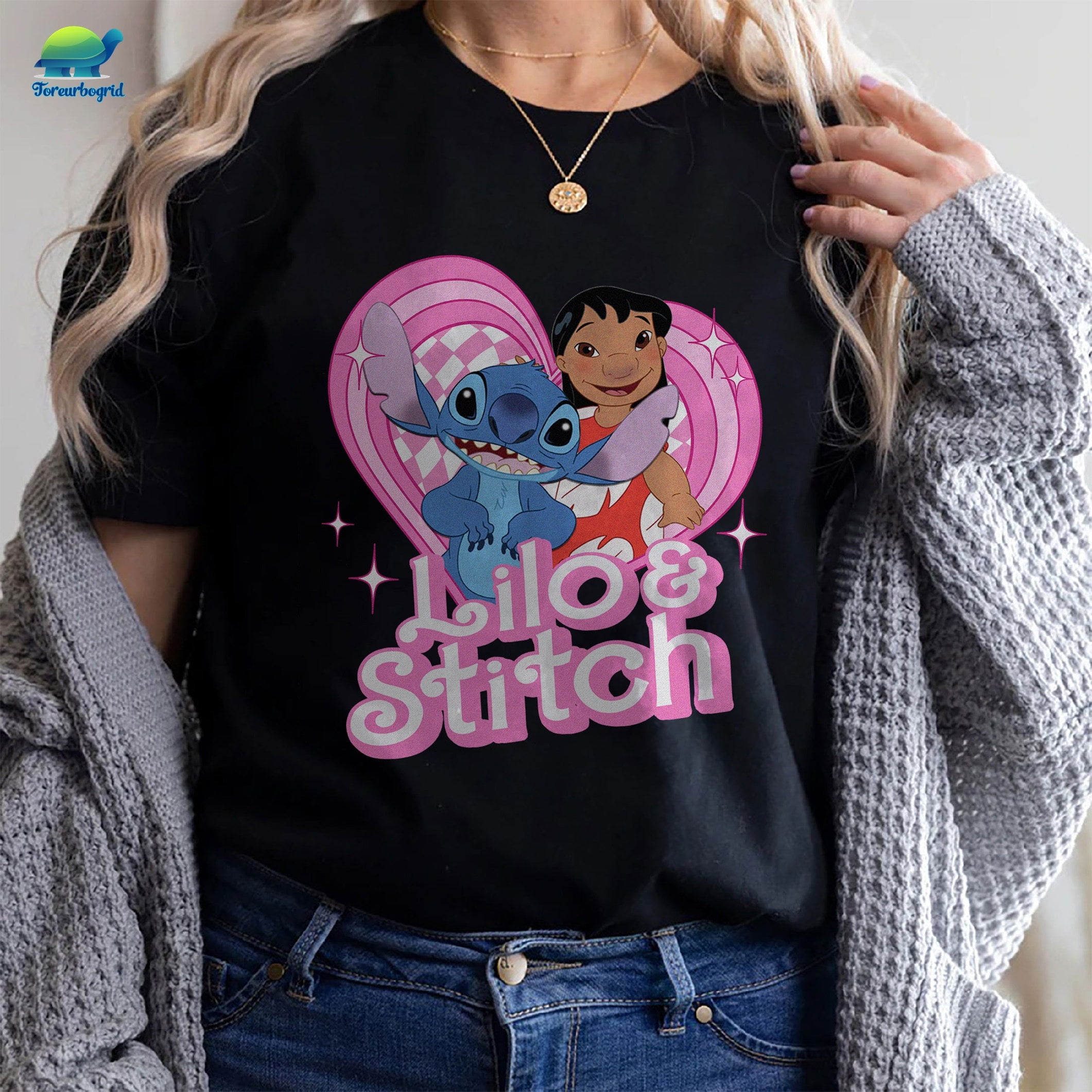TSHIRT-Lilo and Stitch Pink Doll Heart Style Shirt | Stitch Valentine ...