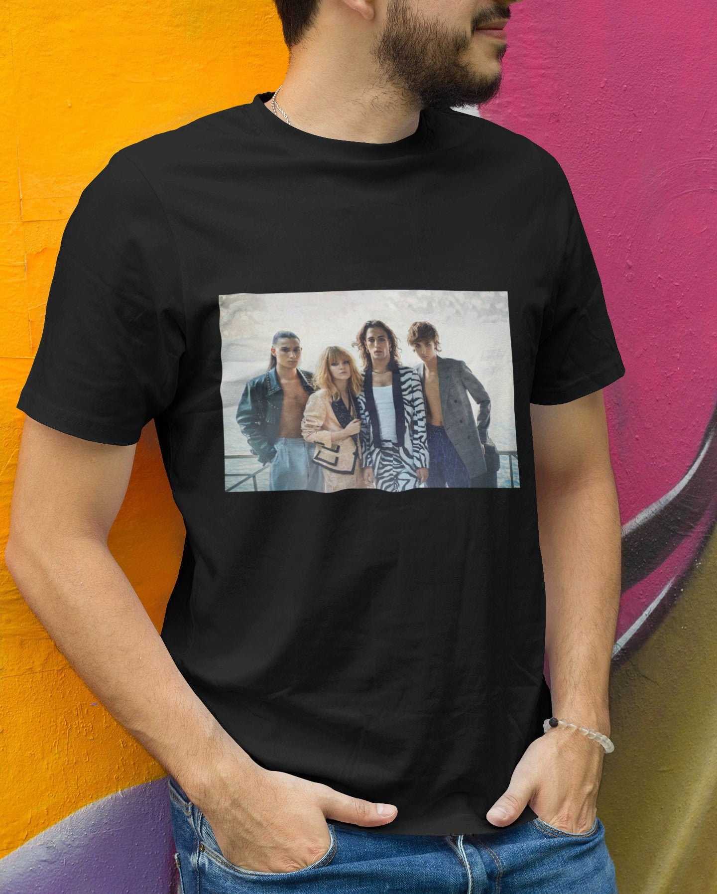 TSHIRT-Maneskin merch t shirt - Italy rock band art tee (Ethan Torchio ...