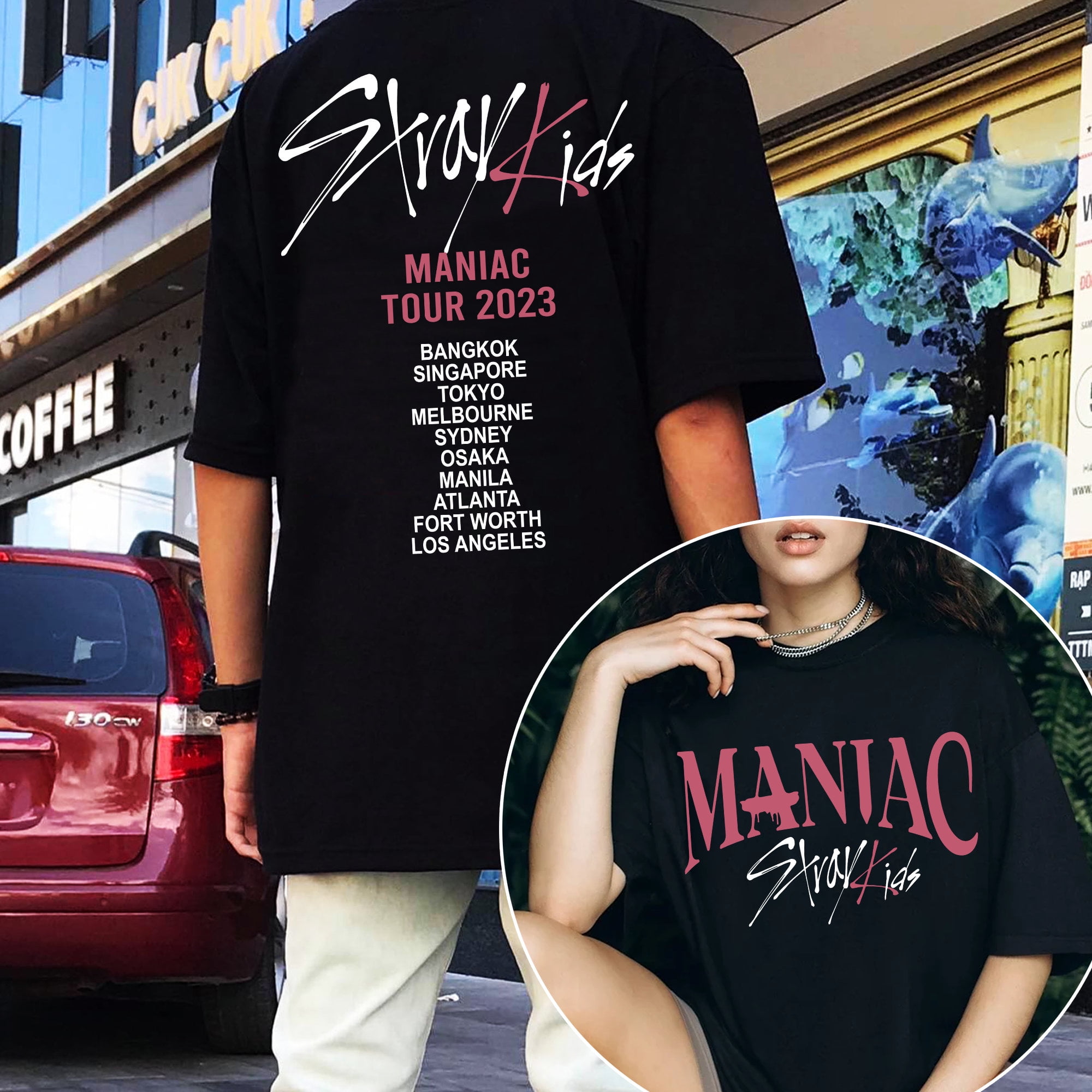 TSHIRT-Maniac World Tour Shirt, Stray Kids Red Logo Shirt, SKZ Shirt ...