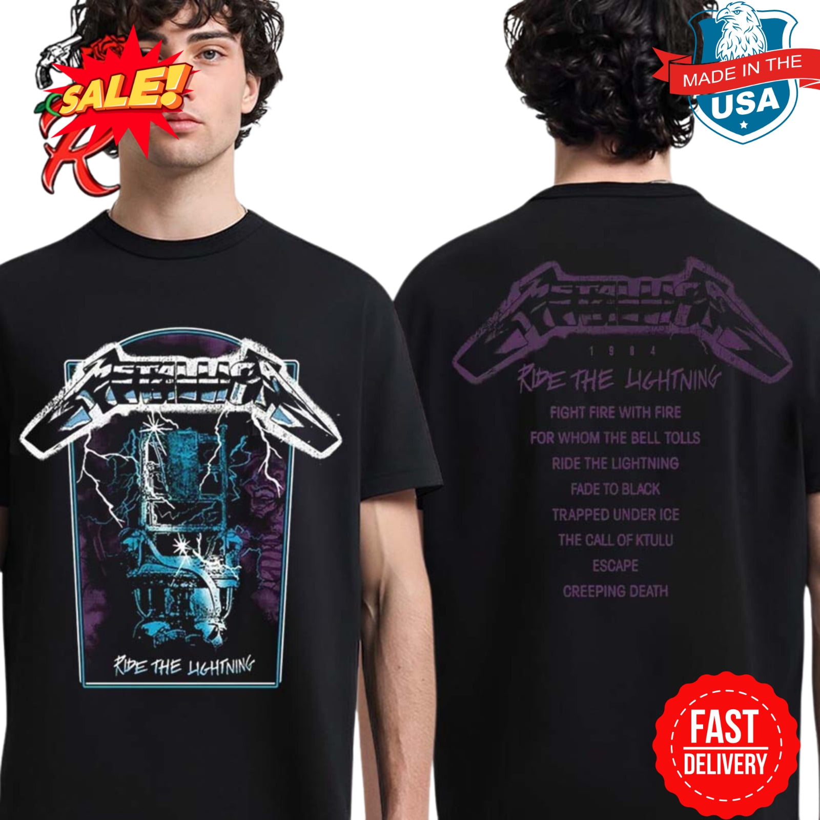 TSHIRT-Metallica The 40th Anniversary Of Ride The Lightning Album ...