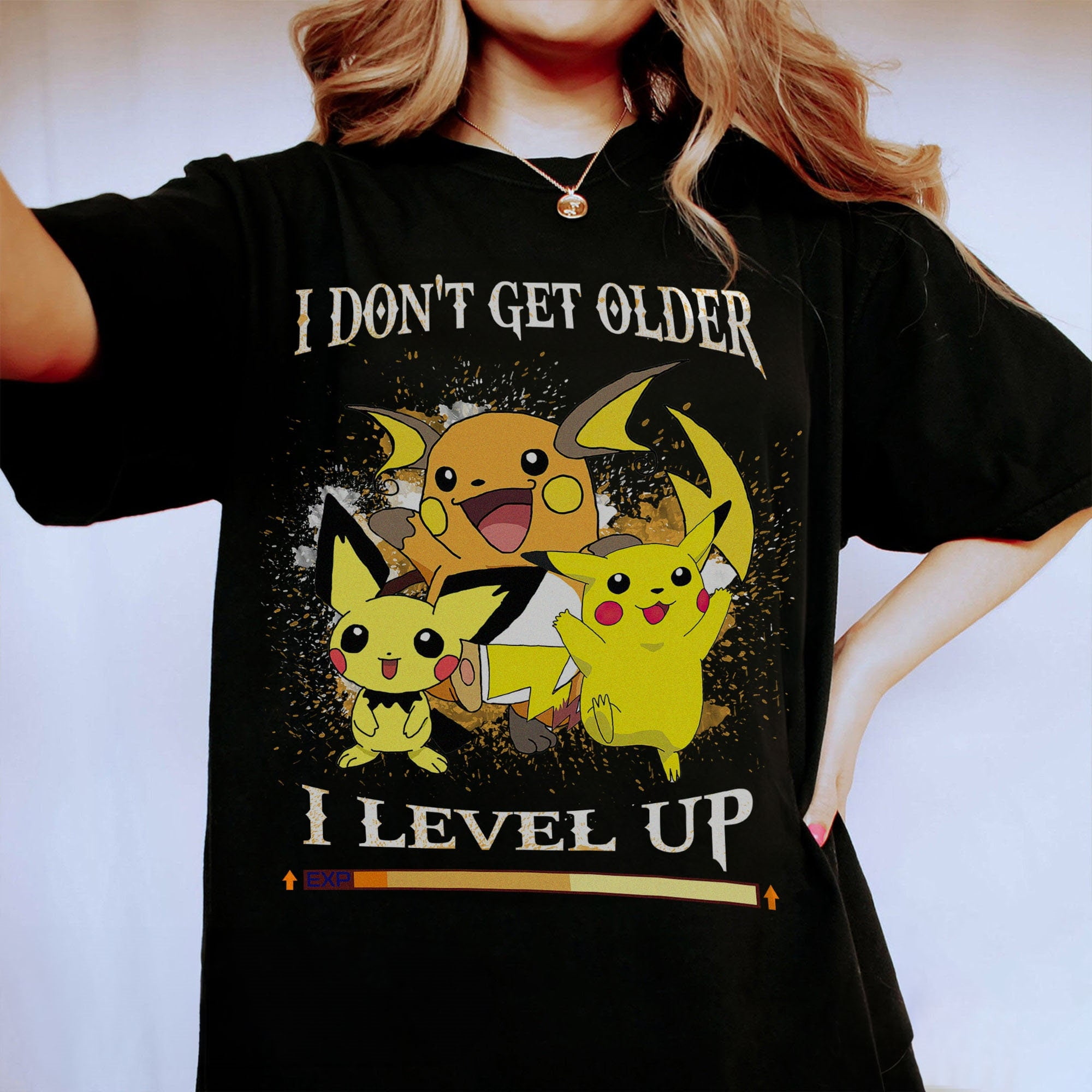 TSHIRT-Pichu Raichu Pikachu T Shirt I Don't Get Older I Level Up T ...